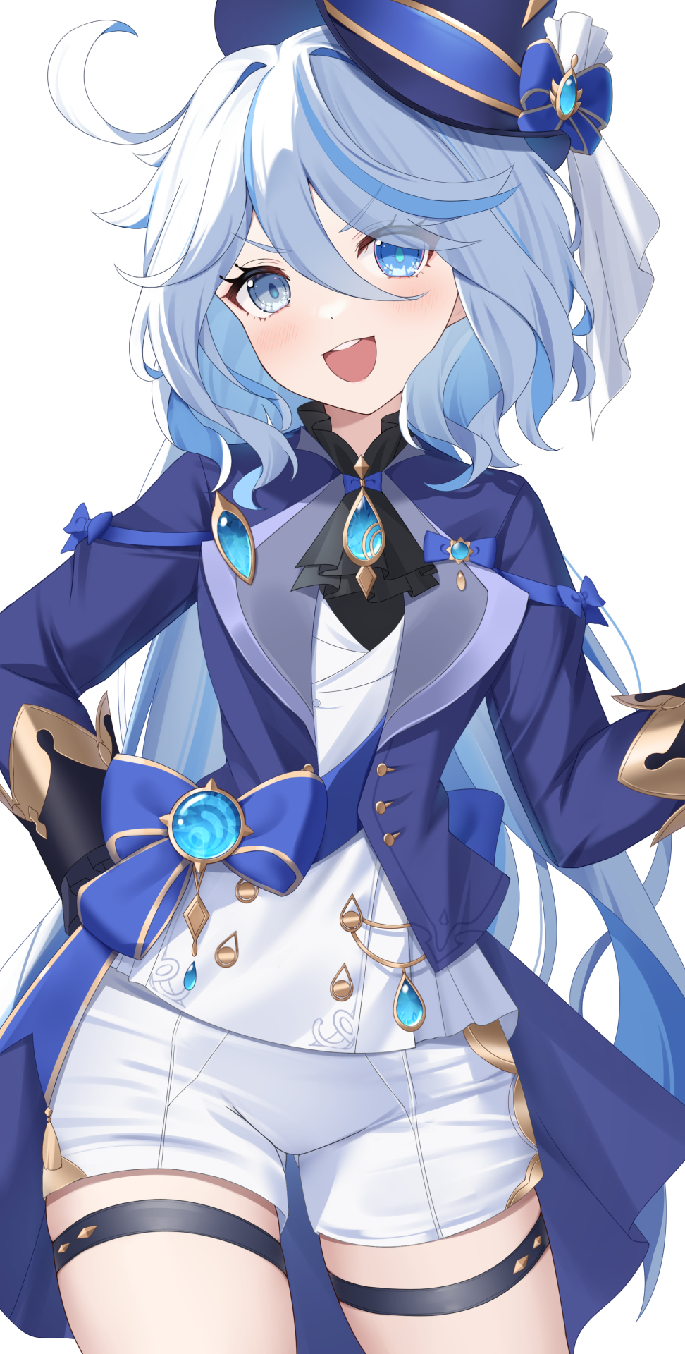 The Big ImageBoard (TBIB) - 1girl ahoge ascot black ascot blue eyes blue hair blue headwear blue ...