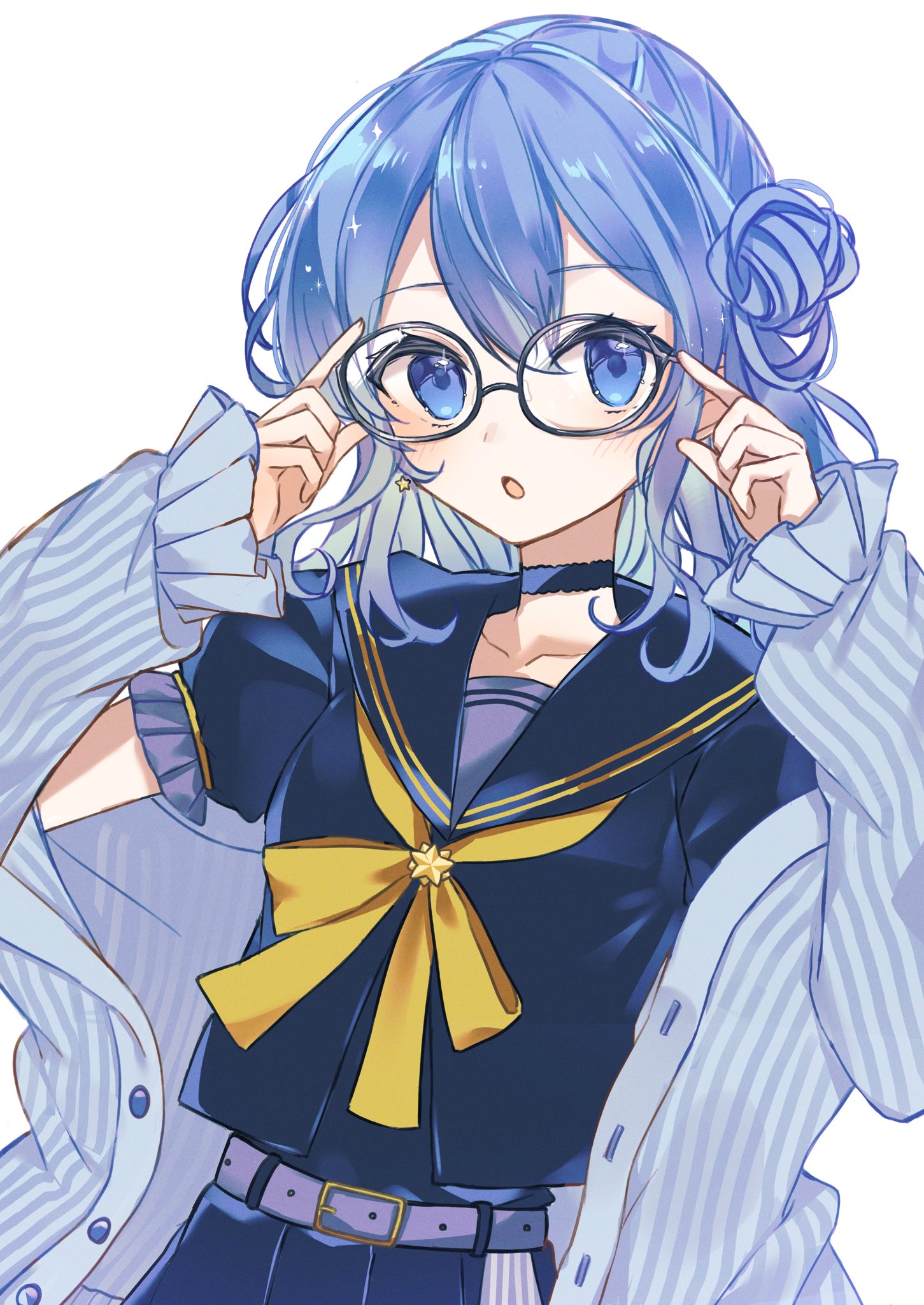 The Big ImageBoard (TBIB) - 1girl blue choker blue eyes blue hair chiho (pixiv10578873) choker ...