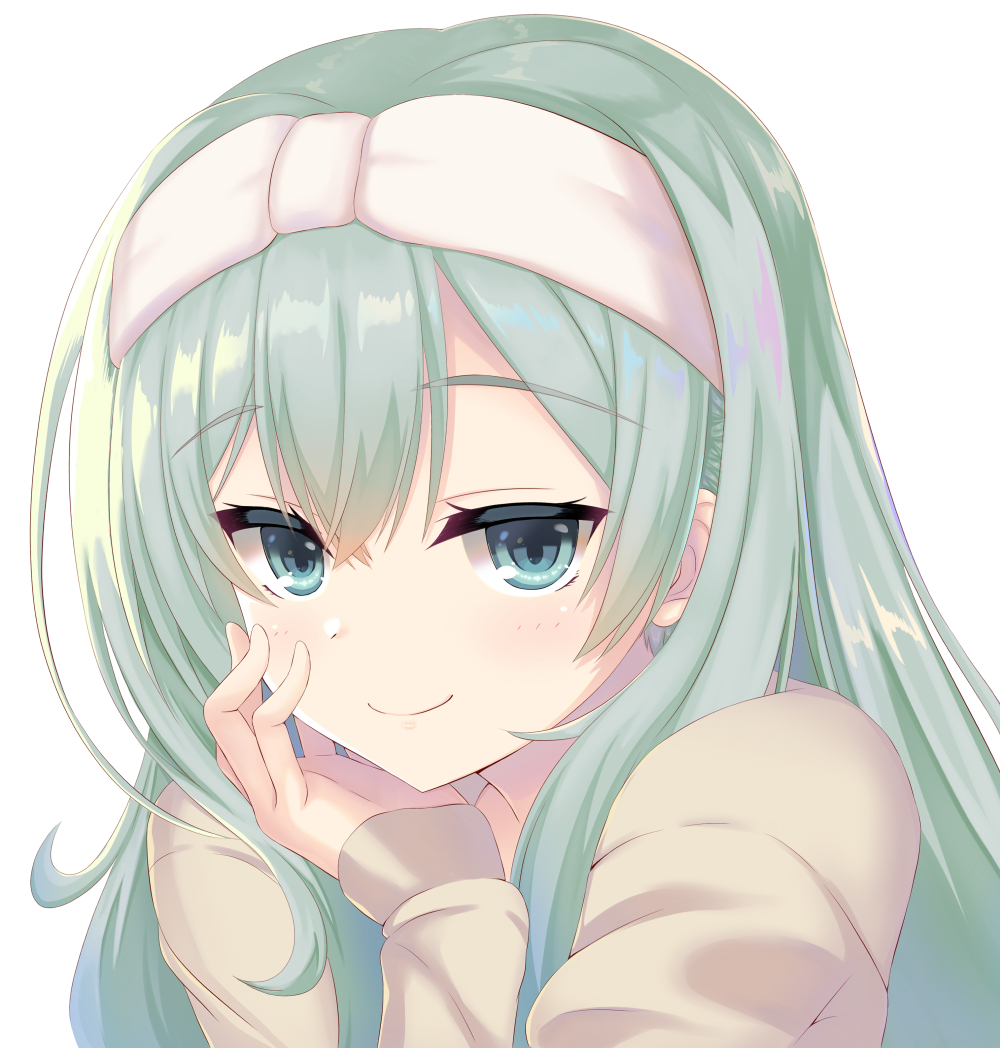 The Big ImageBoard (TBIB) - 1girl aqua eyes aqua hair brown shirt close-up closed mouth ...