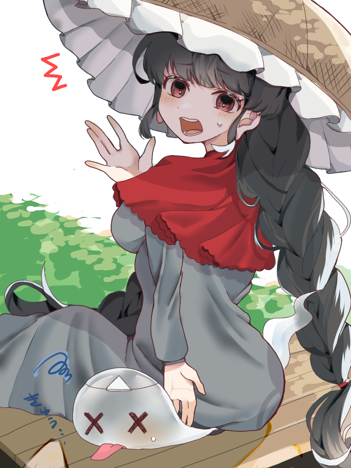 The Big ImageBoard (TBIB) - 1girl \||/ ajirogasa bakebake (touhou ...