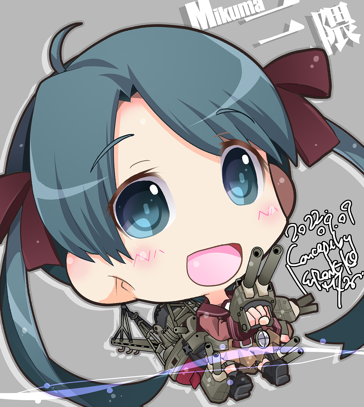 The Big ImageBoard (TBIB) - 1girl adapted turret blue eyes blue hair brown ribbon brown sailor ...