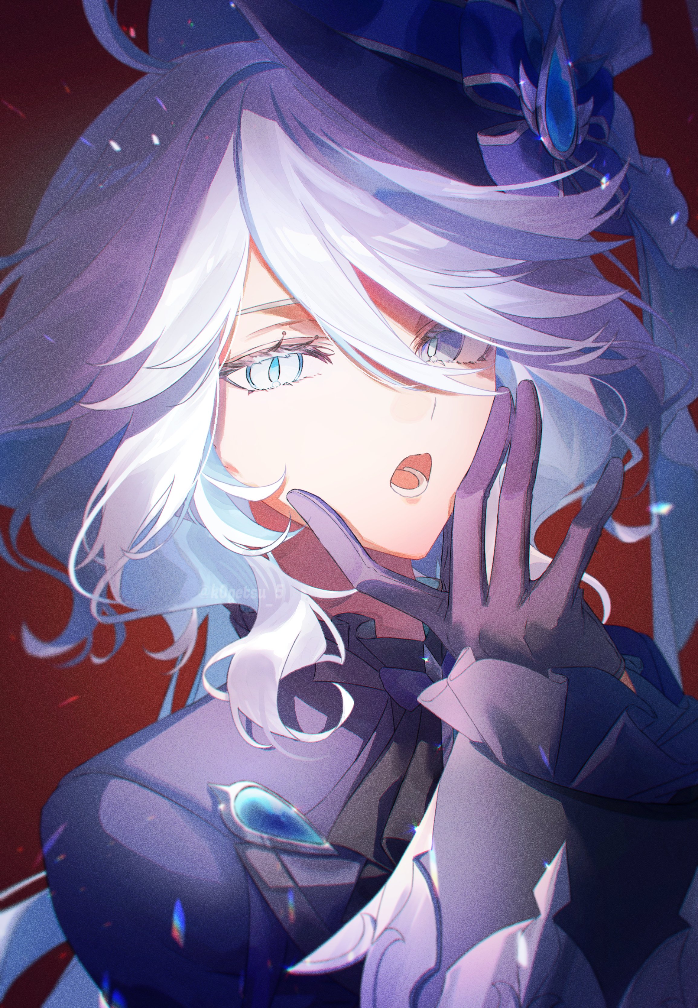 The Big ImageBoard (TBIB) - 1girl absurdres black gloves blue eyes blue gemstone blue hair blue ...