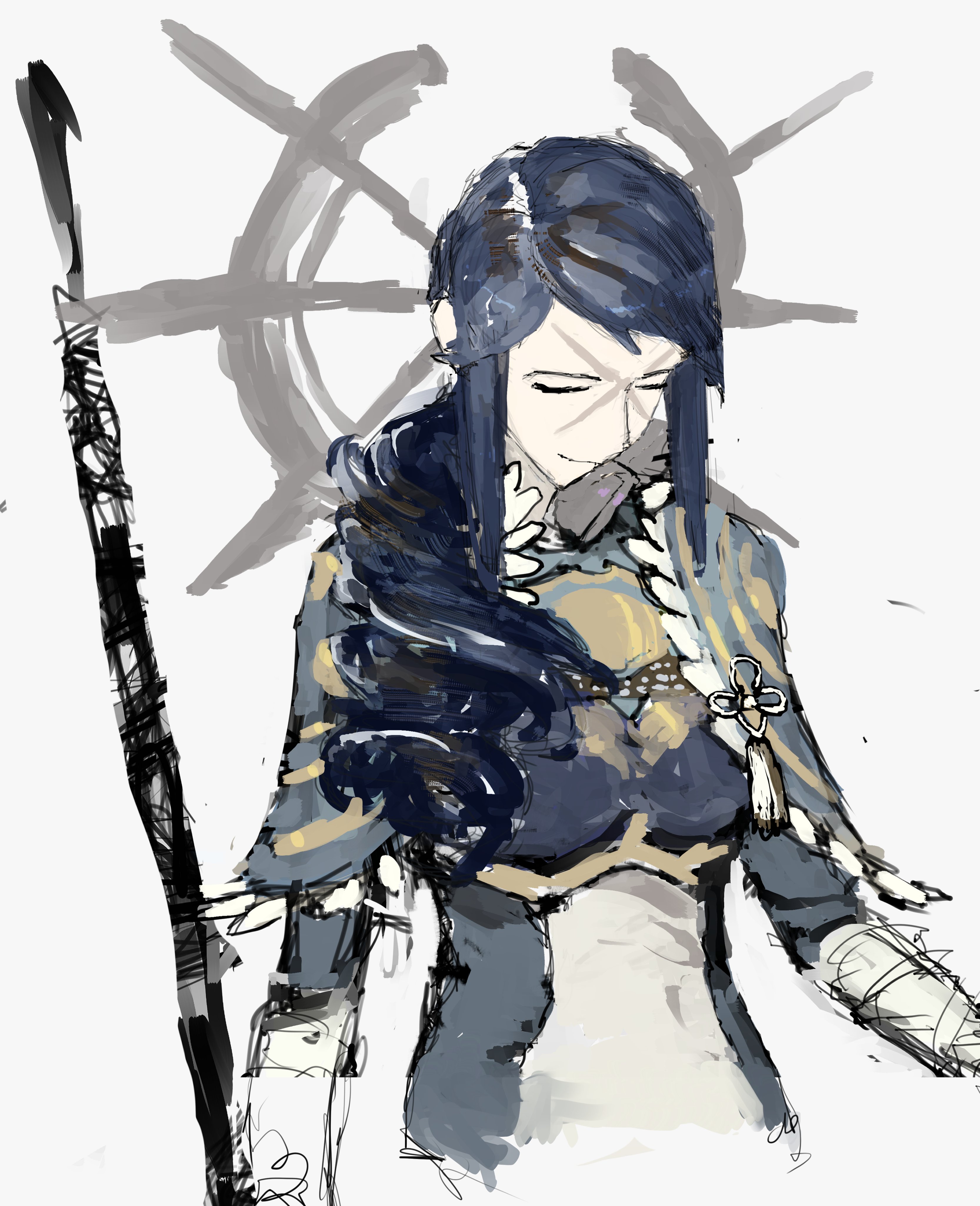 The Big ImageBoard (TBIB) - 0noy 1girl absurdres armor blue hair closed ...