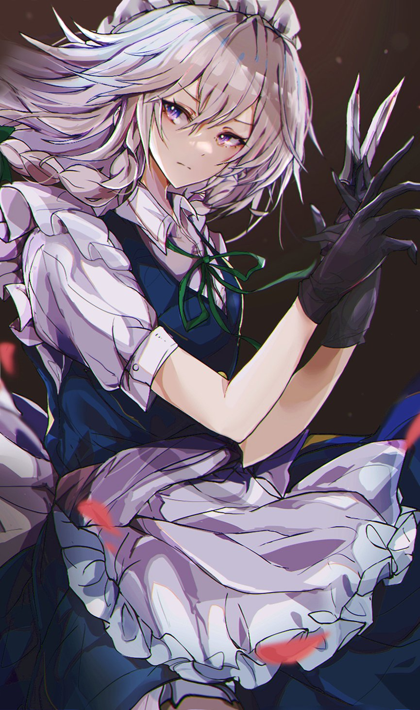 The Big ImageBoard (TBIB) - 1girl alternate eye color apron black ...