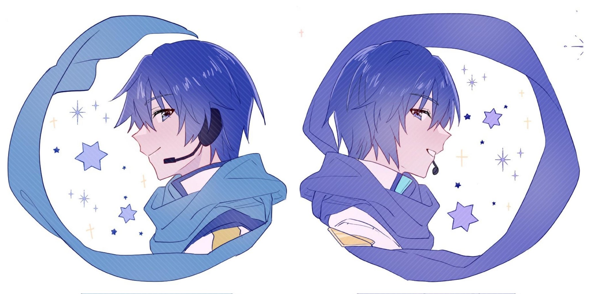 The Big ImageBoard (TBIB) - 2boys blue eyes blue hair blue scarf closed ...