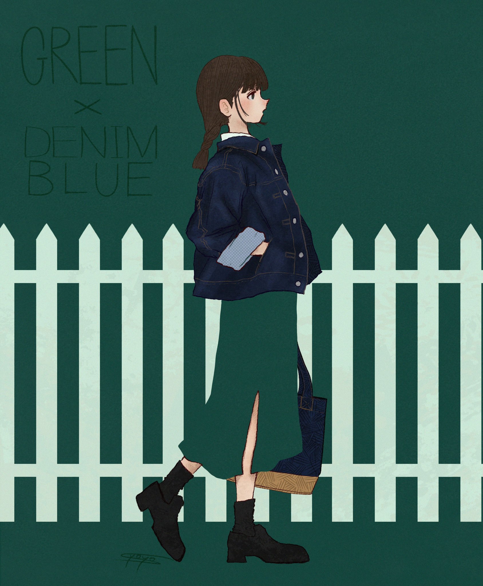 The Big Imageboard Tbib 1girl Black Bag Black Footwear Blending Blue Jacket Braid Brown Hair