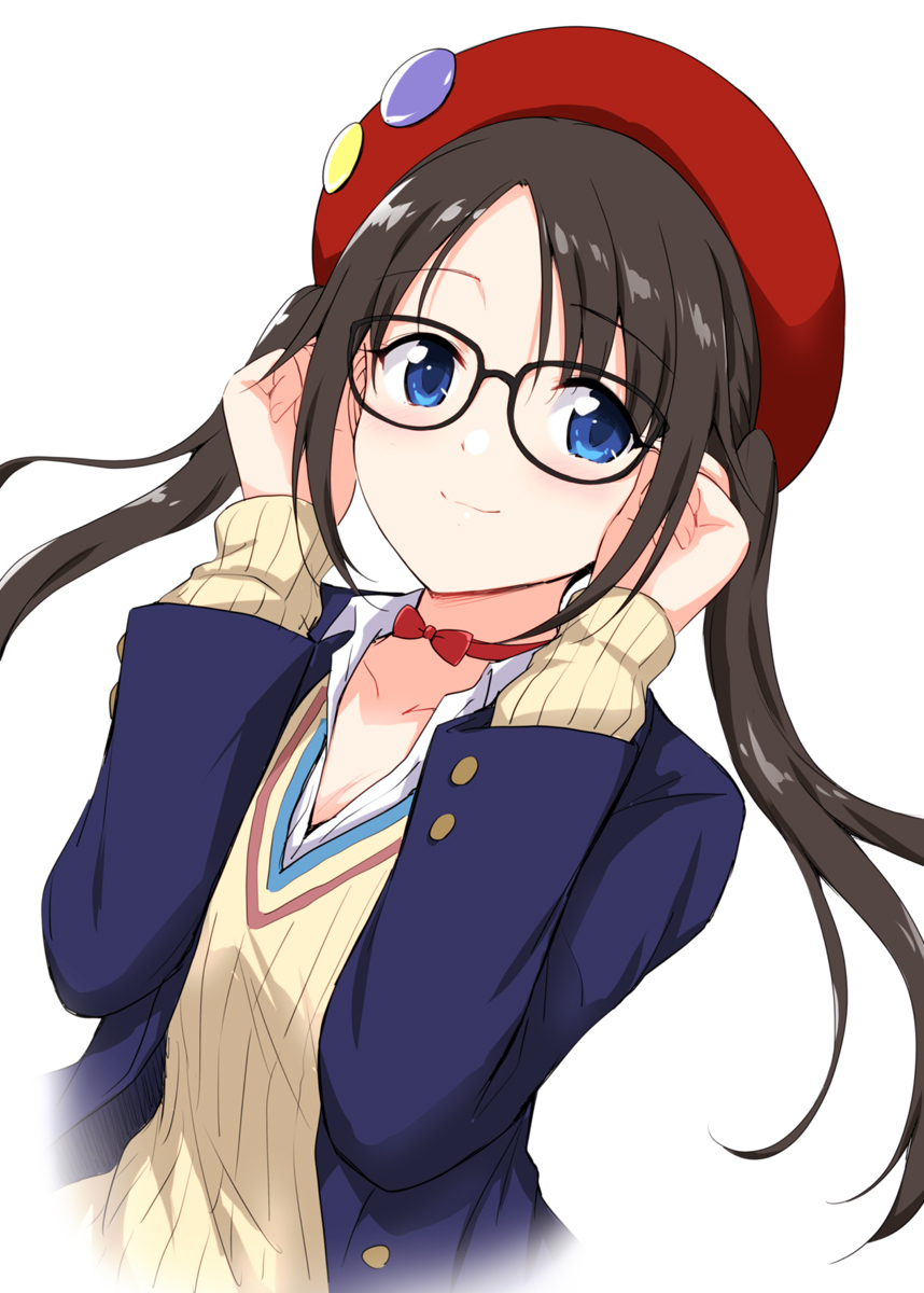 The Big ImageBoard (TBIB) - 1girl black-framed eyewear black hair blue ...