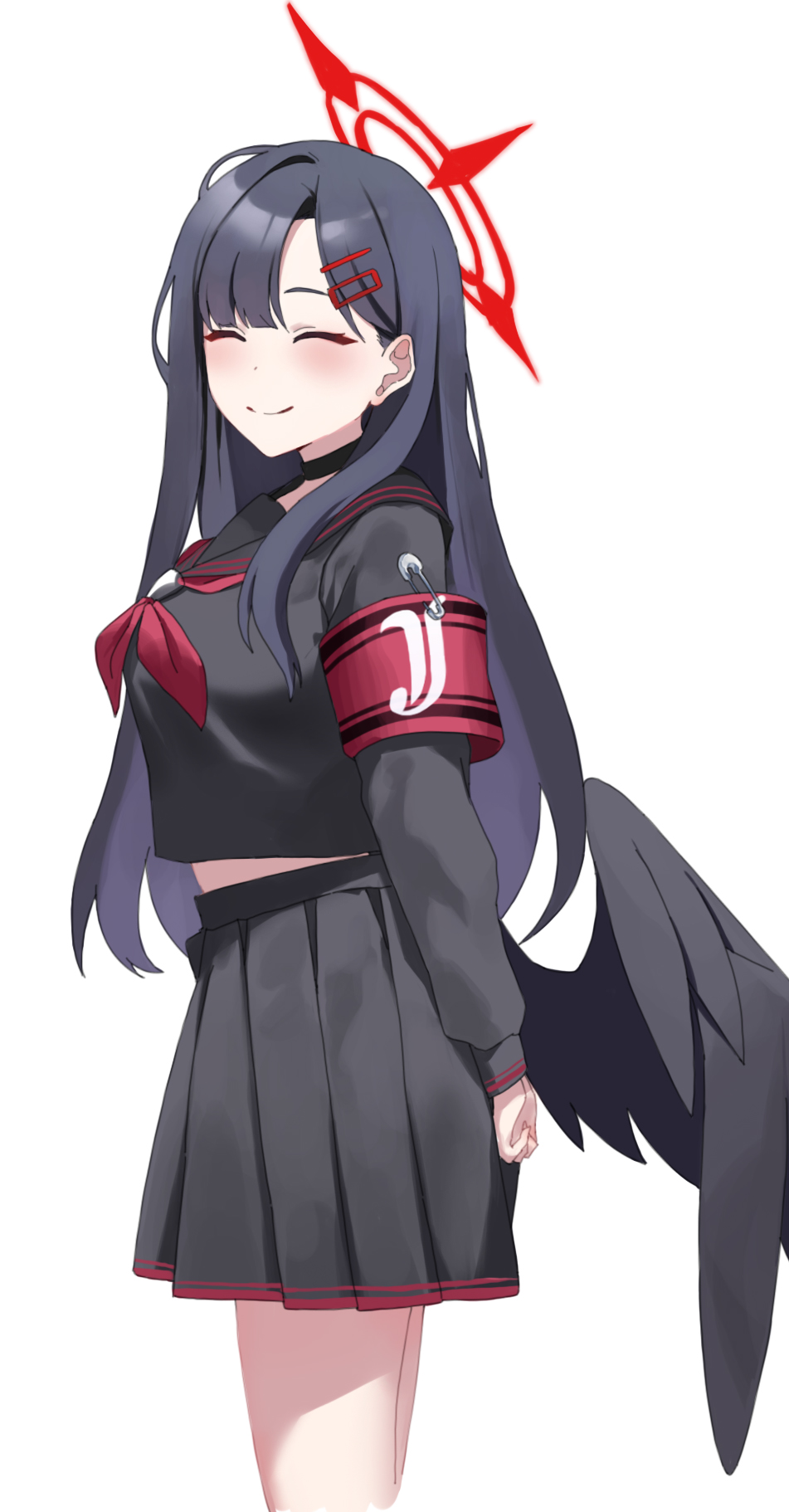 The Big ImageBoard (TBIB) - 1girl armband black choker black hair black sailor collar black ...