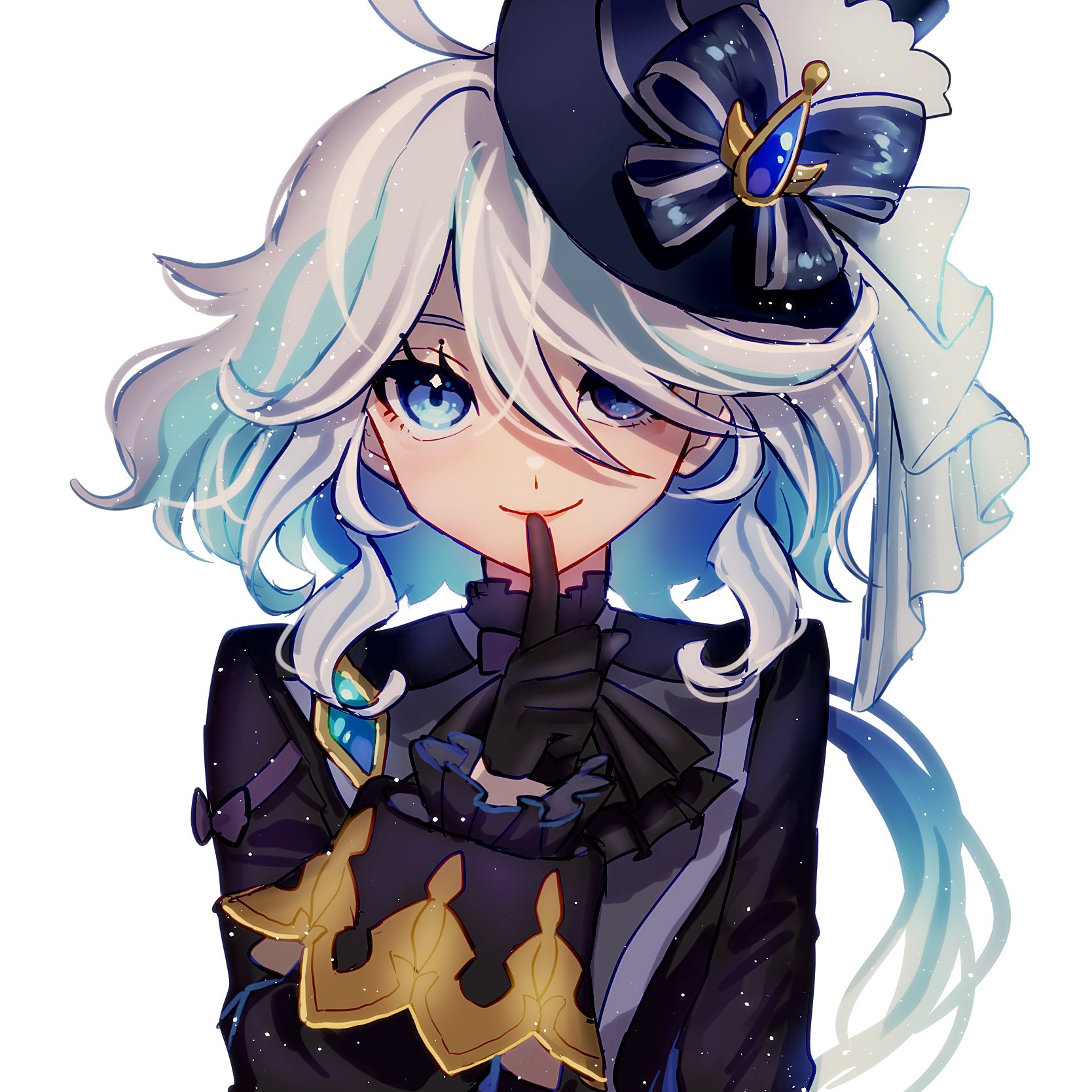 The Big ImageBoard (TBIB) - 1girl ahoge ascot black gloves blue eyes blue gemstone blue hair ...