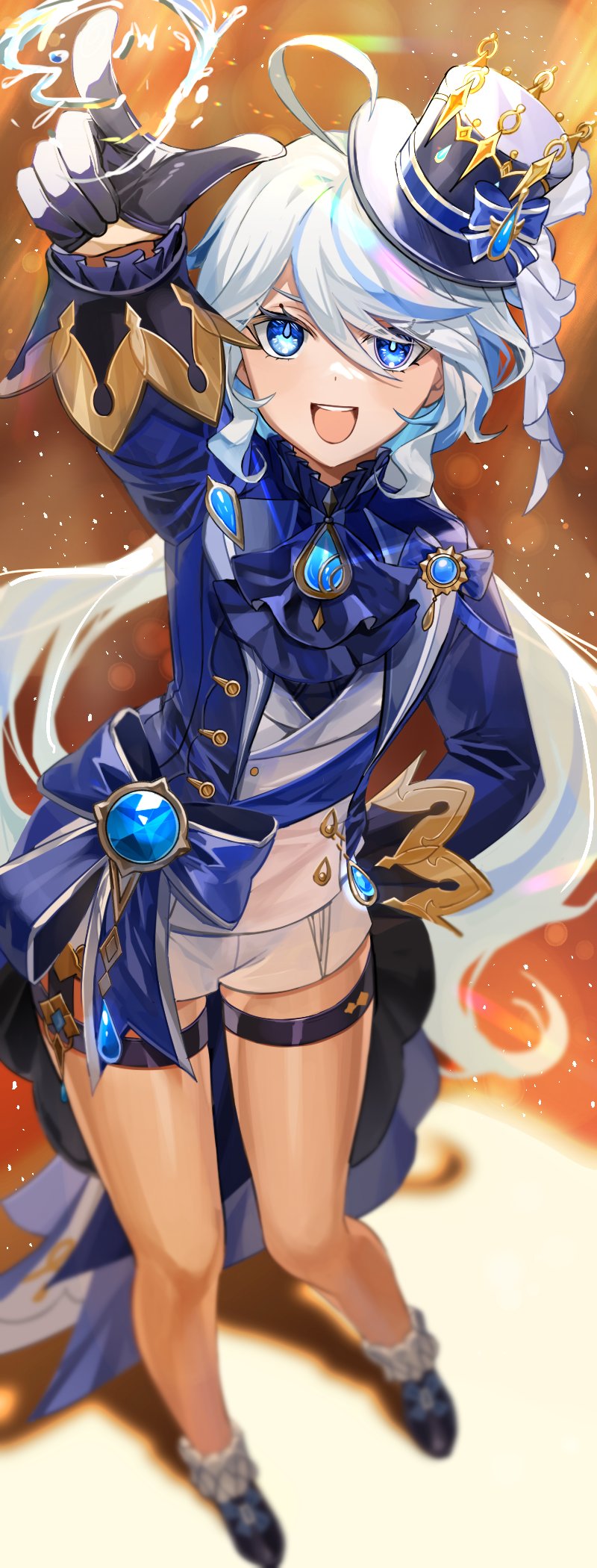 The Big ImageBoard (TBIB) - 1girl ahoge blue coat blue eyes blue headwear coat full body furina ...