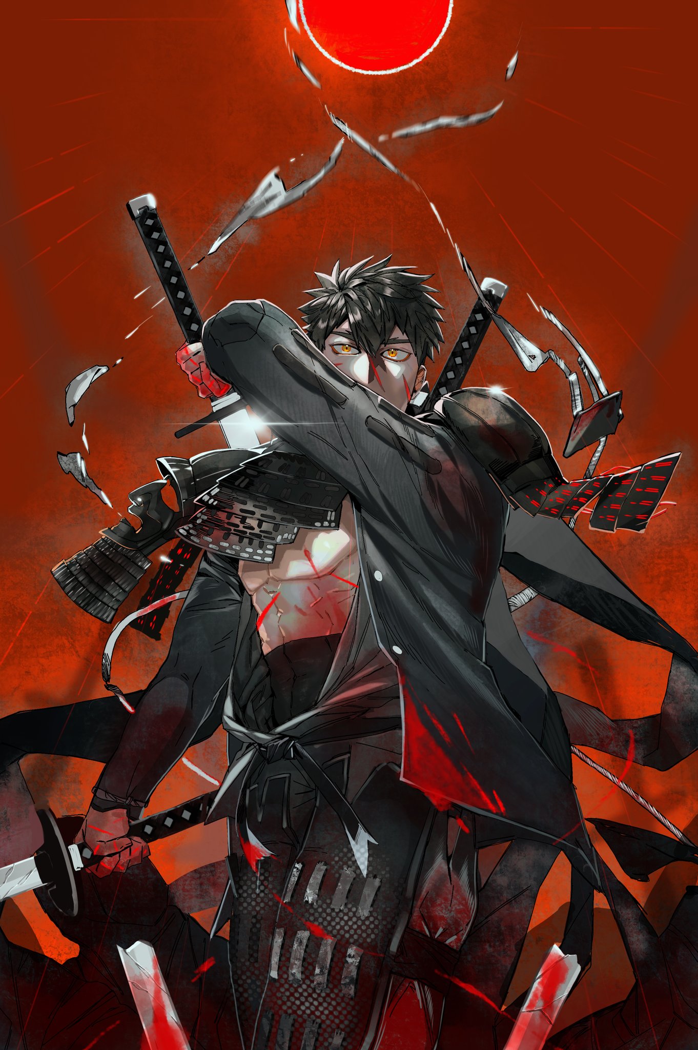 The Big ImageBoard (TBIB) - 1boy abs armor bannriishi black hair black ...