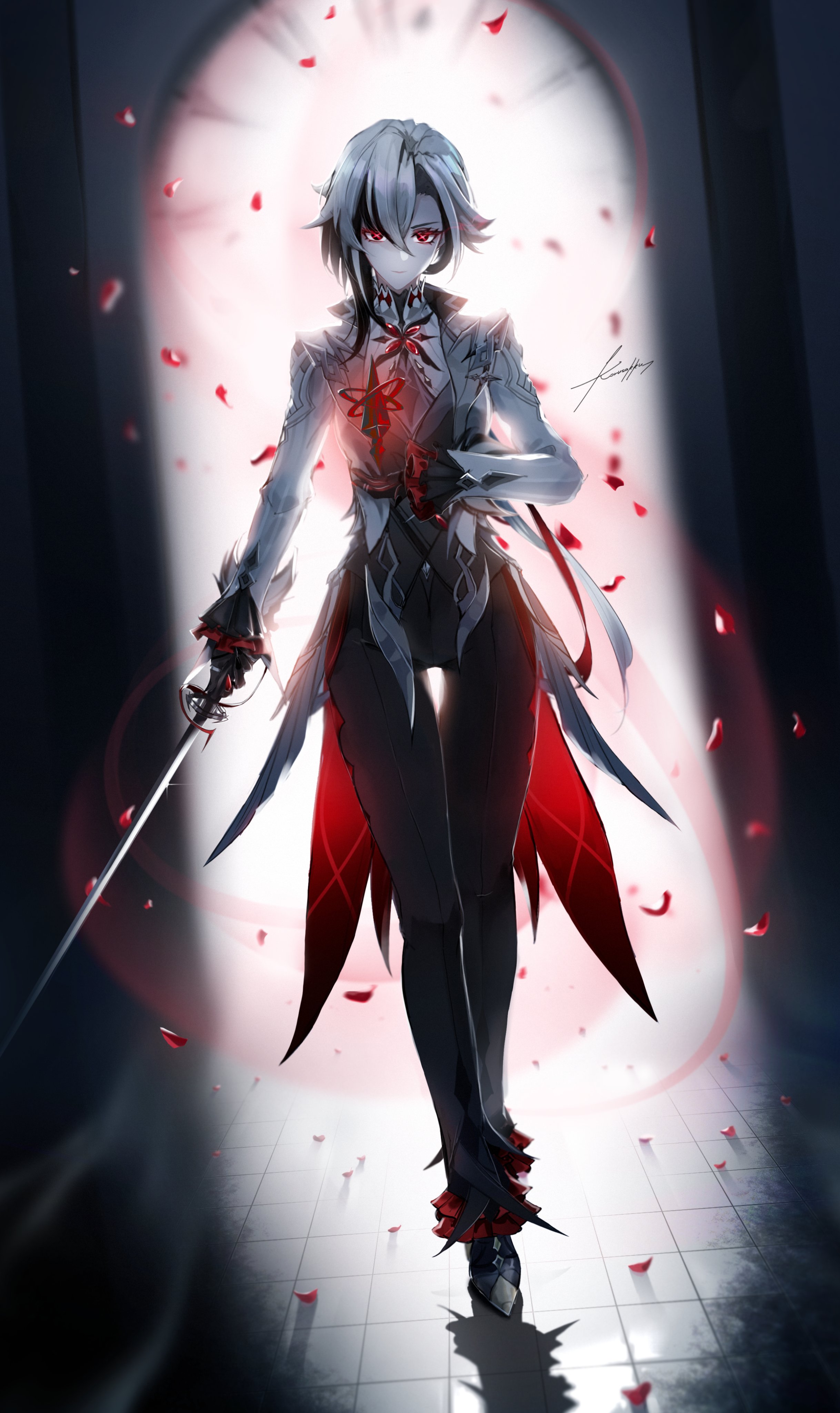 The Big ImageBoard (TBIB) - 1girl absurdres arlecchino (genshin impact) black gloves black hair ...