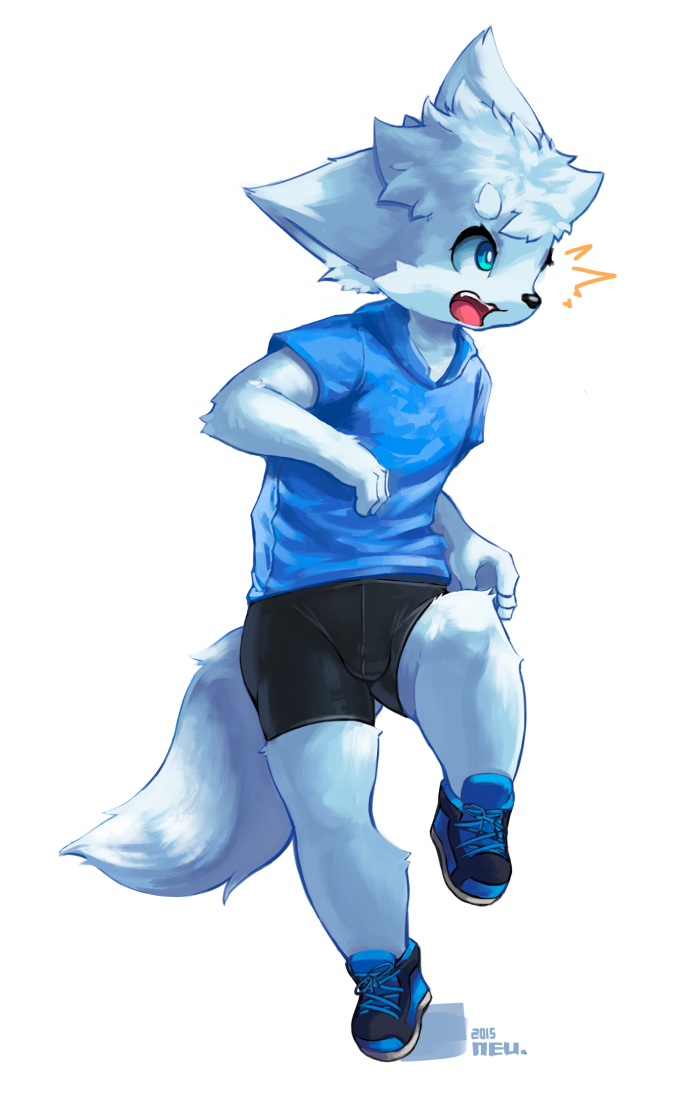 The Big ImageBoard (TBIB) - anthro arcticneu bike shorts blue eyes bottomwear bulge canid canine ...
