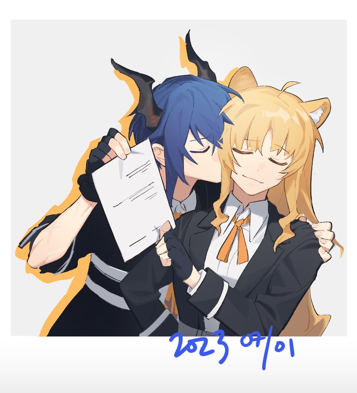 The Big ImageBoard (TBIB) - 2girls ahoge animal ears arknights black ...