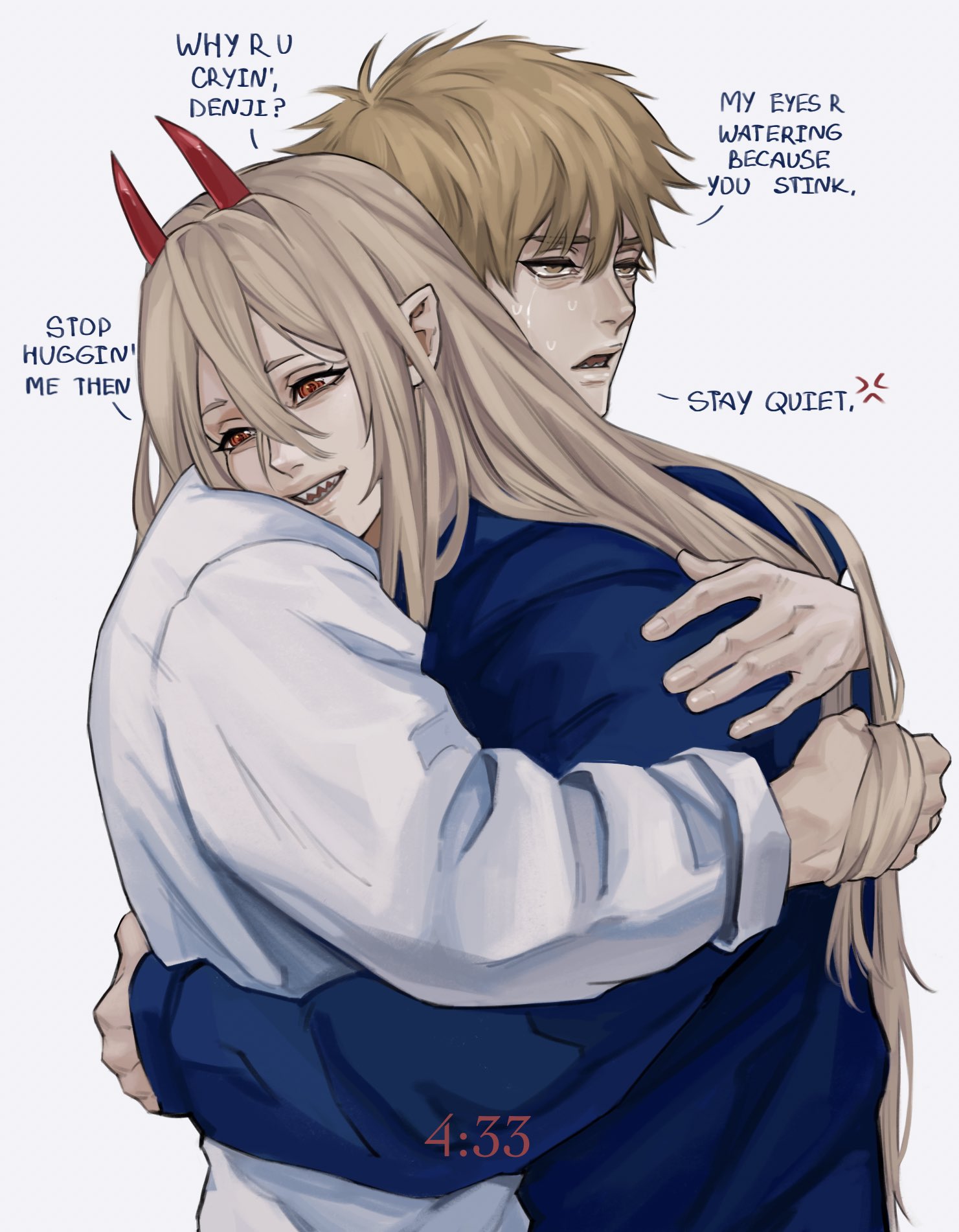 The Big ImageBoard (TBIB) - 1boy 1girl blonde hair blue hoodie brown ...