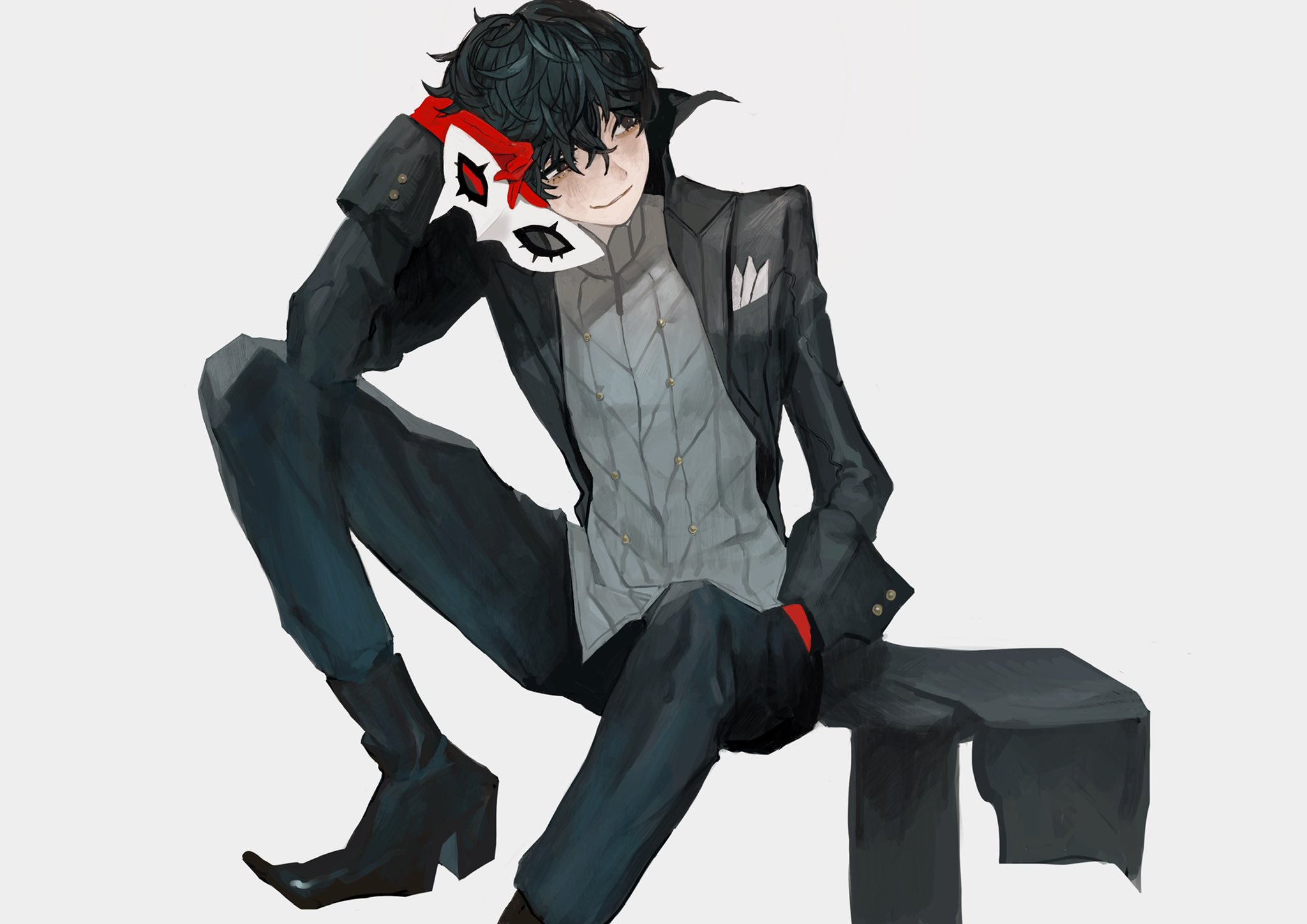 The Big ImageBoard (TBIB) - 1boy amamiya ren black coat black eyes black footwear black hair ...