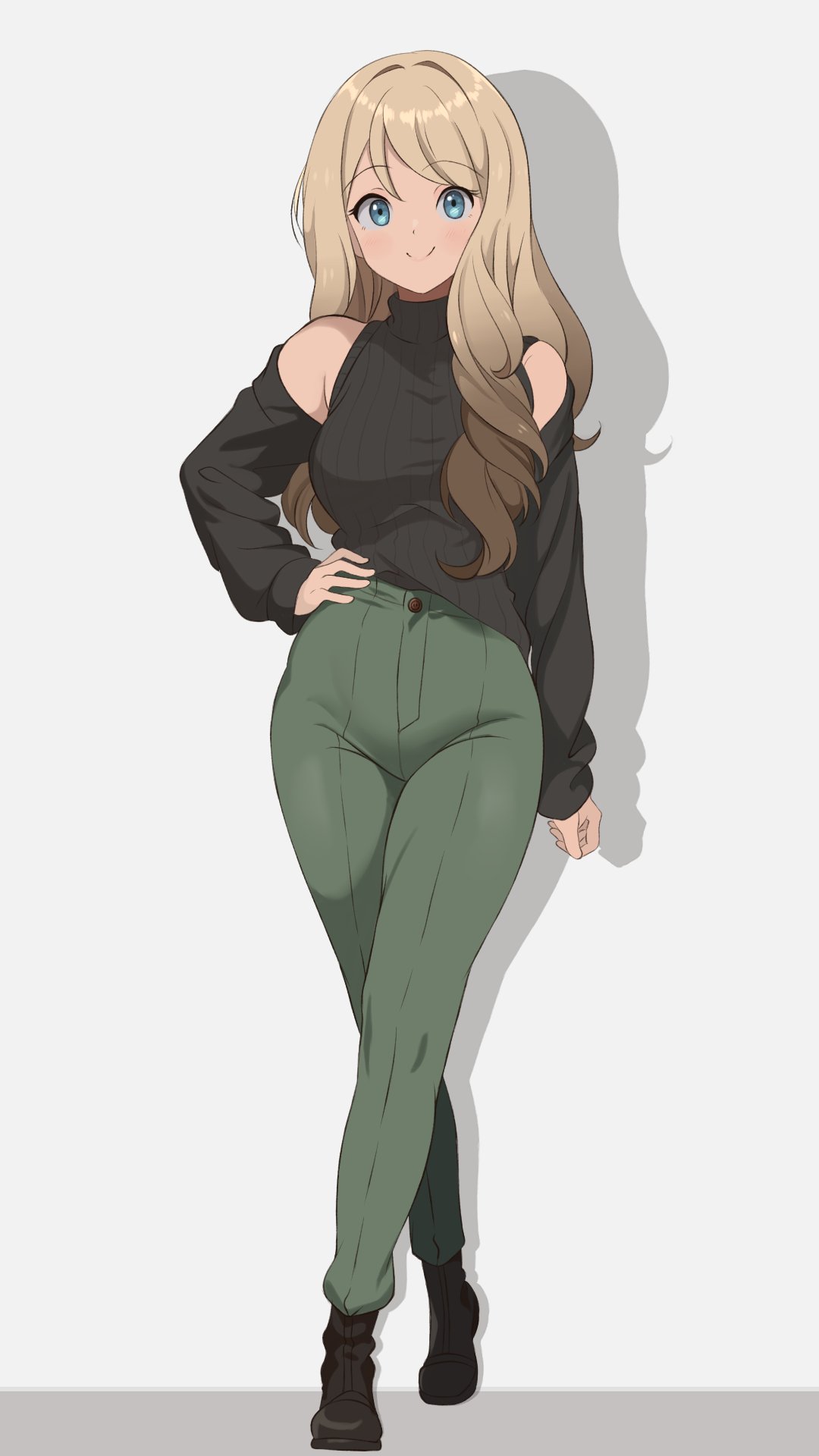 The Big ImageBoard (TBIB) - 1girl black footwear blonde hair breasts brown hair chocomiru ...