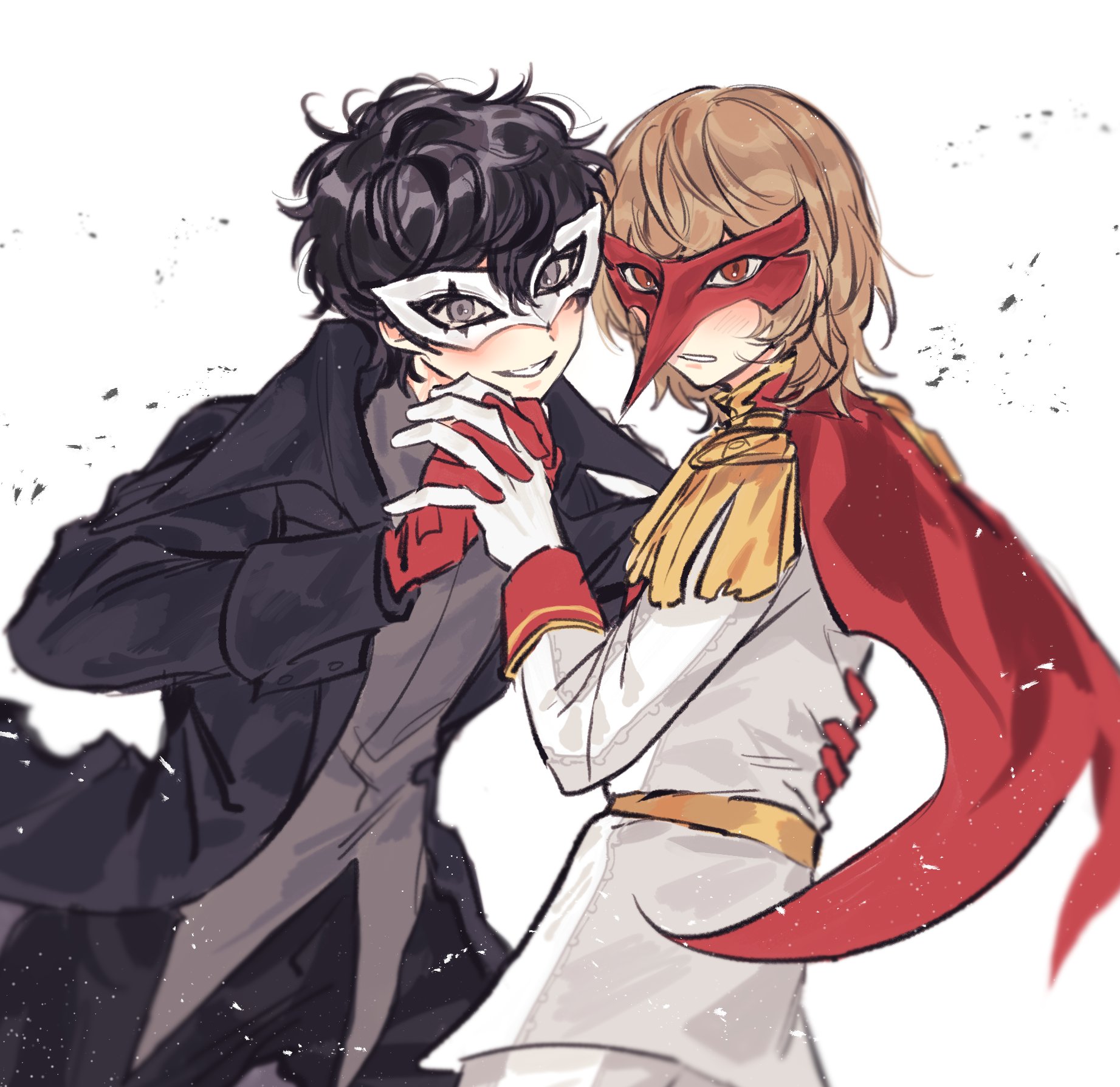 The Big ImageBoard (TBIB) - 2boys akechi gorou amamiya ren arm around waist black coat black ...