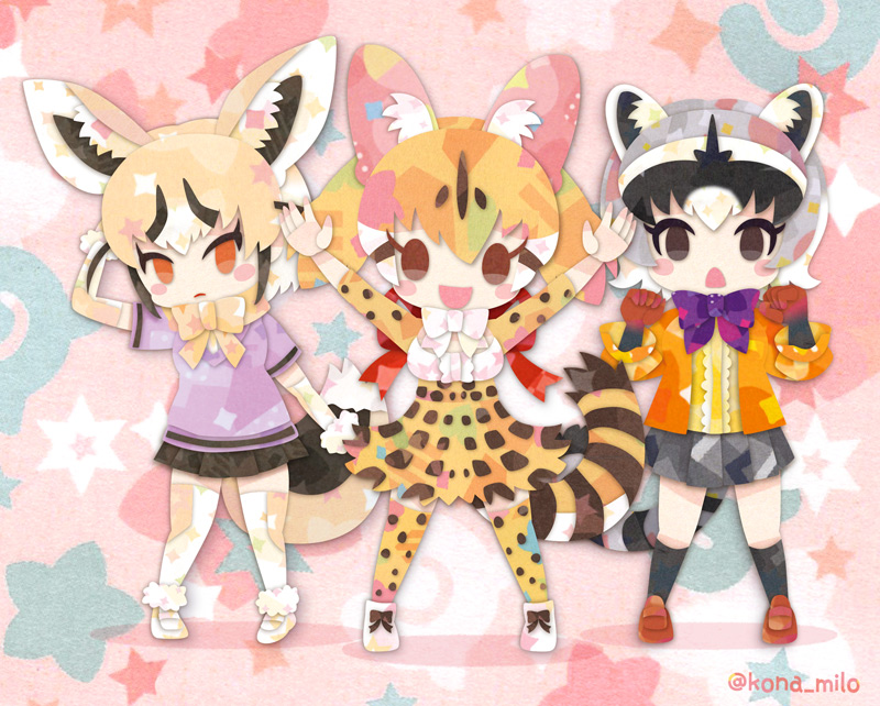 The Big ImageBoard (TBIB) - 3girls animal ears blonde hair bow bowtie brown hair cardigan cat ...