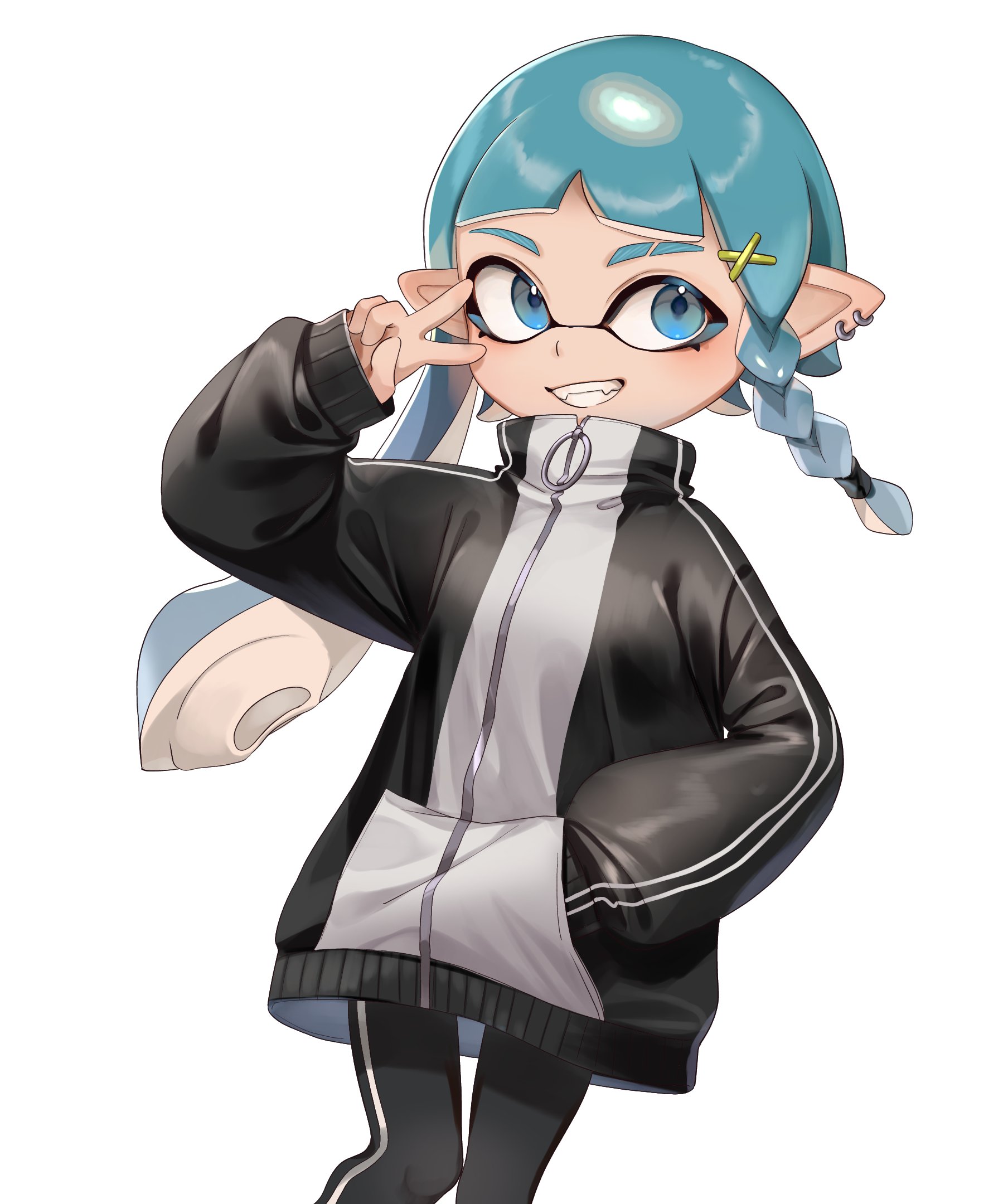 The Big ImageBoard (TBIB) - 1girl black jacket black pants blue eyes ...