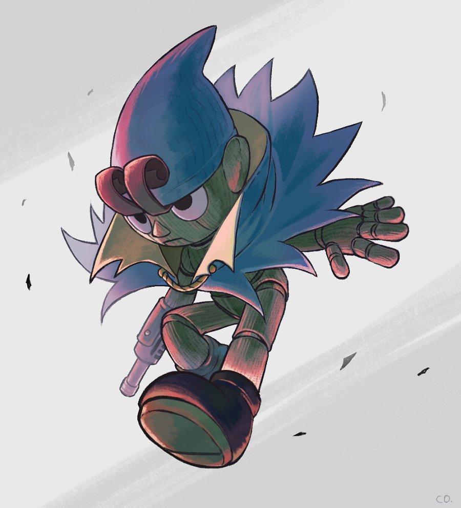 The Big ImageBoard (TBIB) - 1boy arm cannon blue cape blue hat brown ...