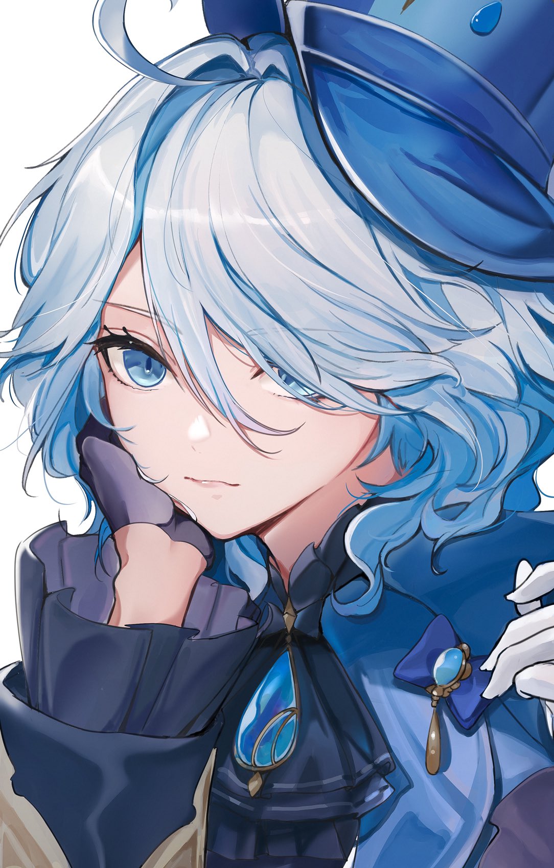 The Big ImageBoard (TBIB) - 1girl ahoge ascot black ascot black gloves blue eyes blue hair blue ...