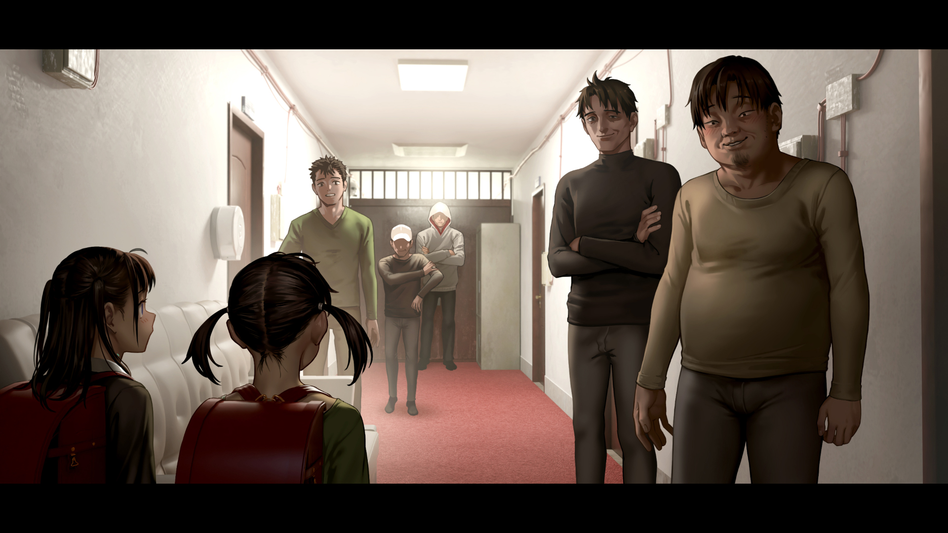 The Big ImageBoard (TBIB) - 2girls 5boys apartment as109 backpack bag baseball cap black hair ...