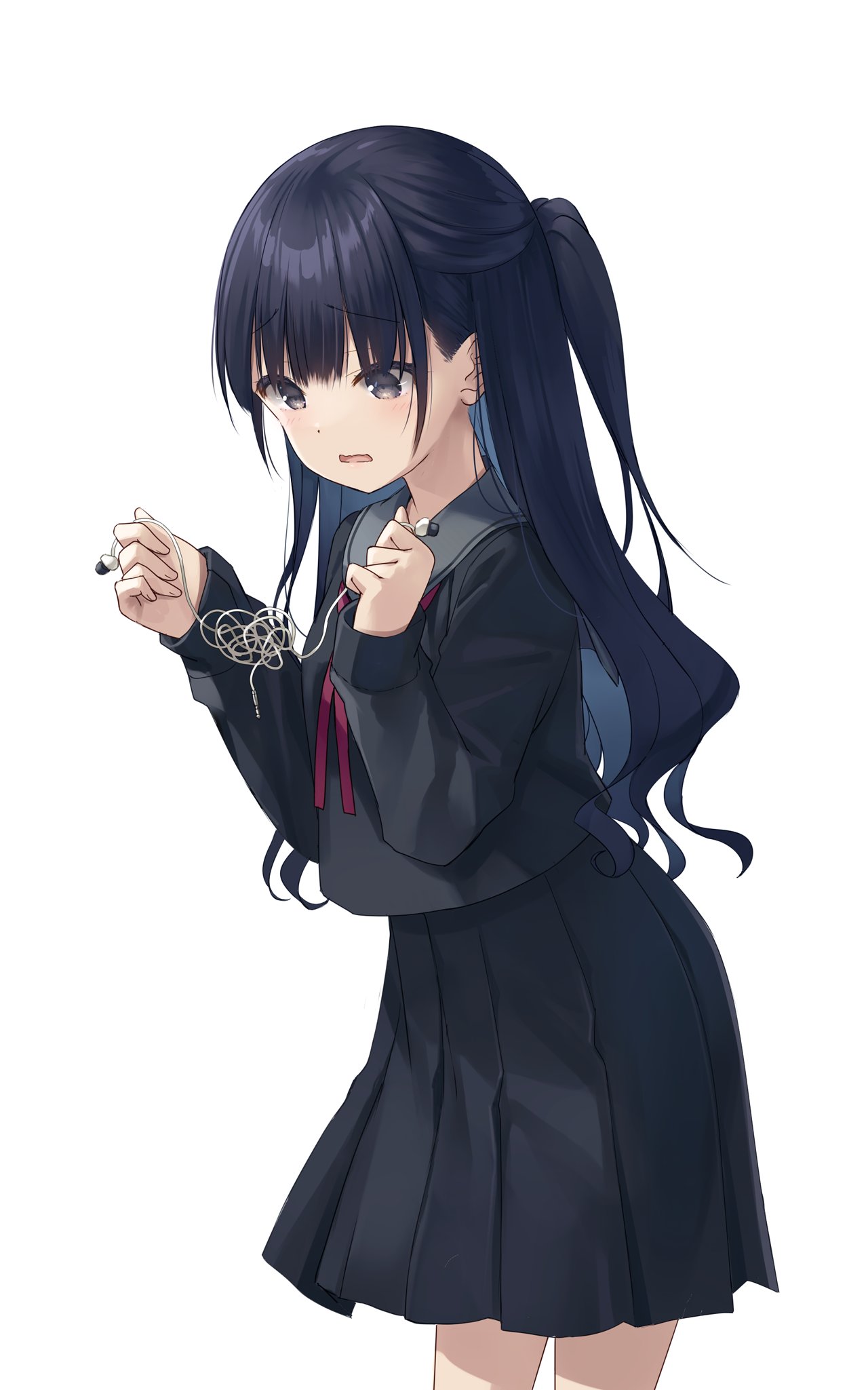 The Big ImageBoard (TBIB) - 1girl black eyes black hair black serafuku black shirt black skirt ...