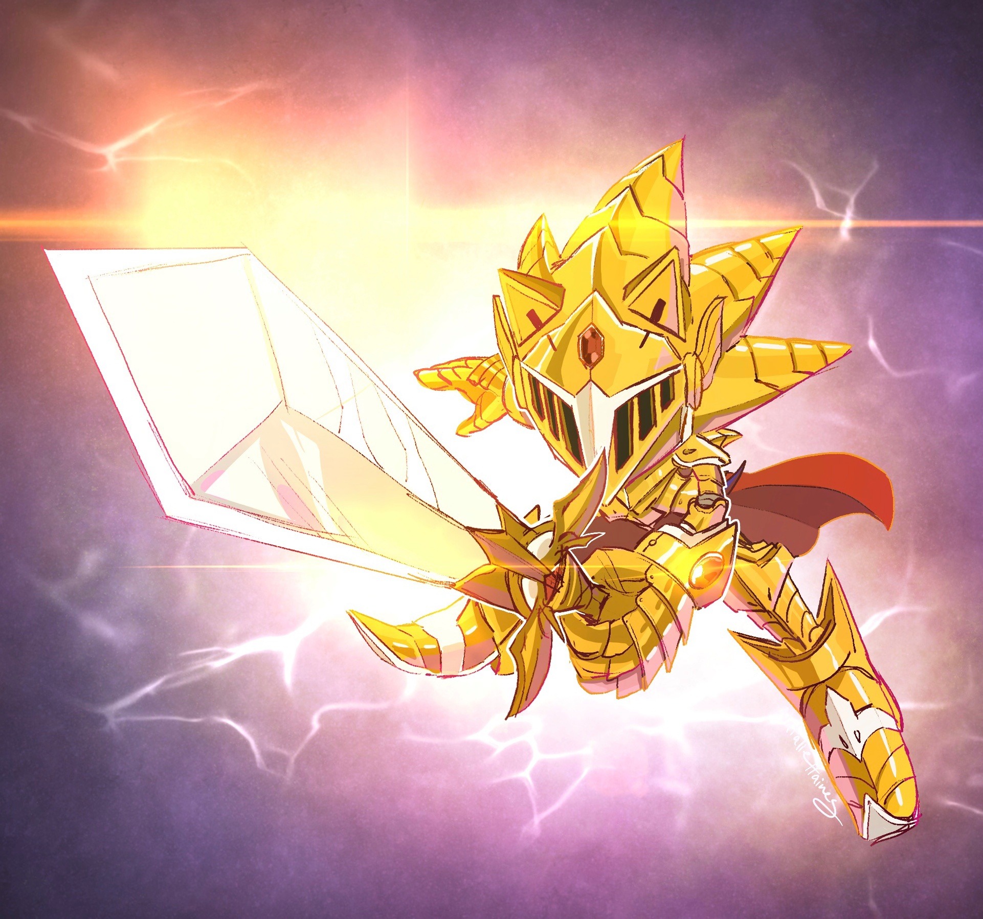 The Big ImageBoard (TBIB) - 1boy armor cape electricity excalibur sonic ...