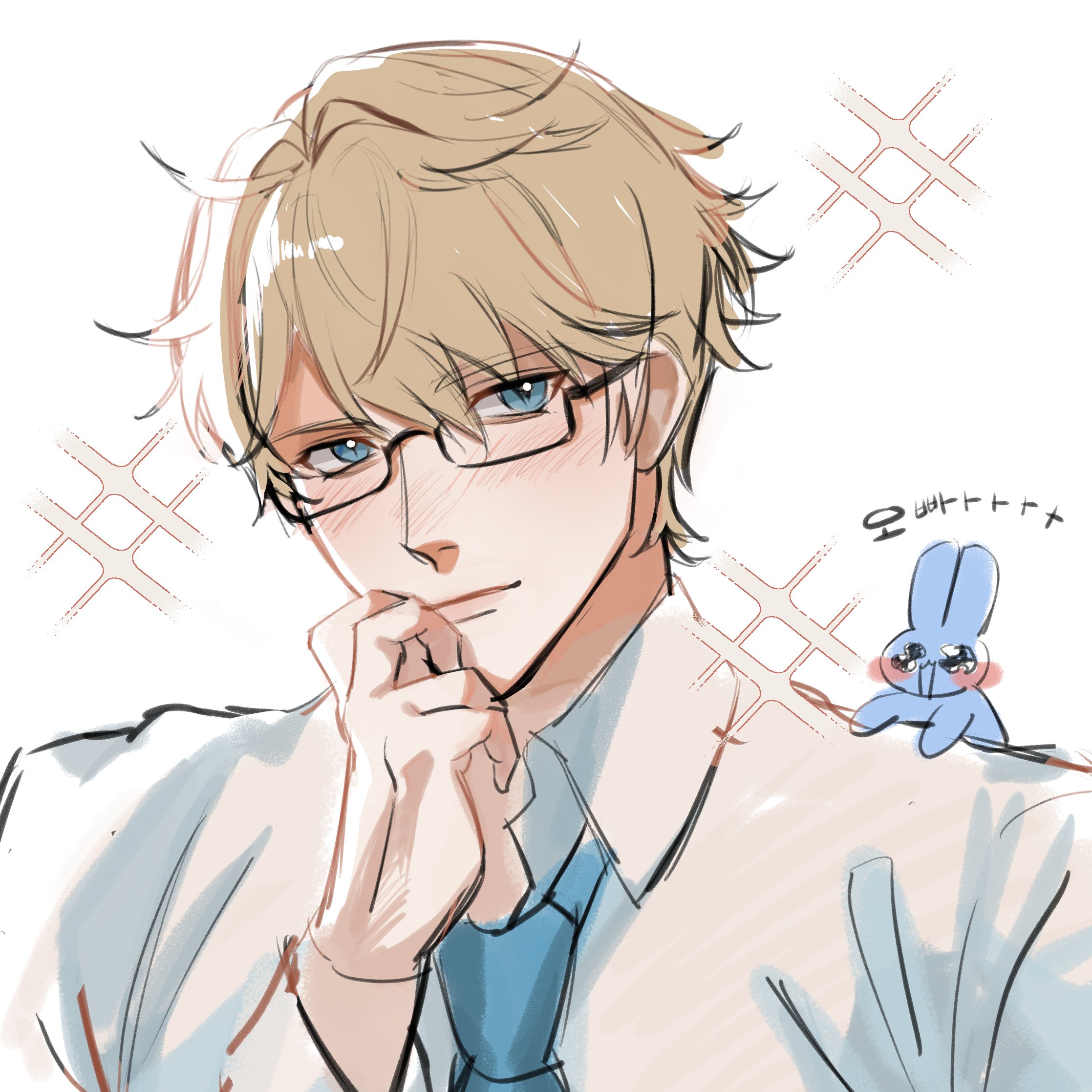 The Big ImageBoard (TBIB) - 1boy bishounen blonde hair blue eyes blush gepard landau glasses ...