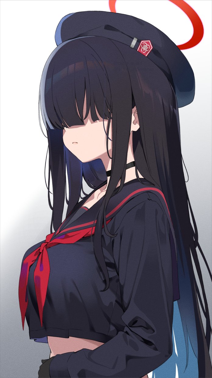 The Big ImageBoard (TBIB) - 1girl beret black choker black gloves black hair black headwear ...