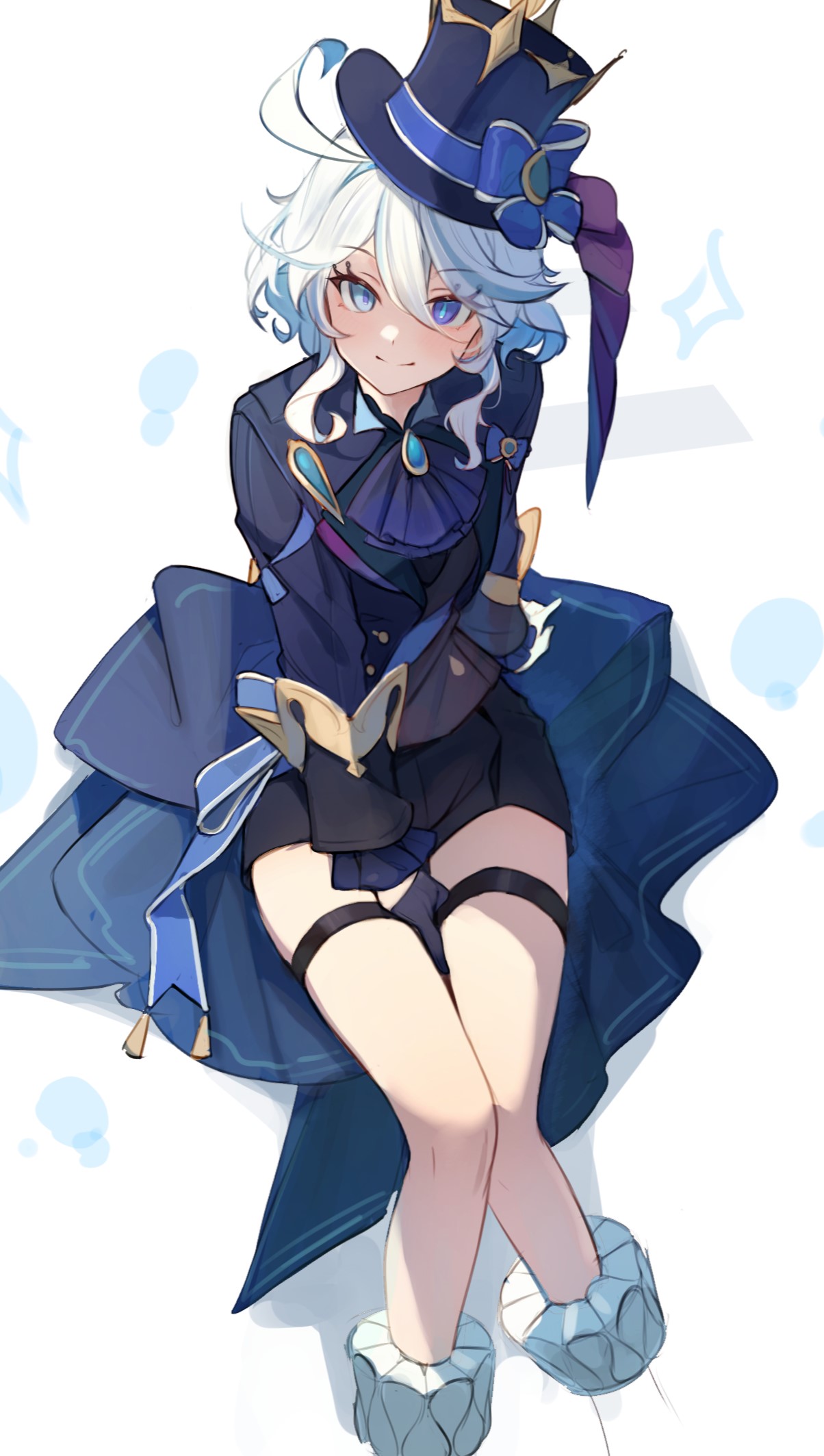 The Big ImageBoard (TBIB) - 1girl ahoge ascot black gloves black shorts blue ascot blue brooch ...