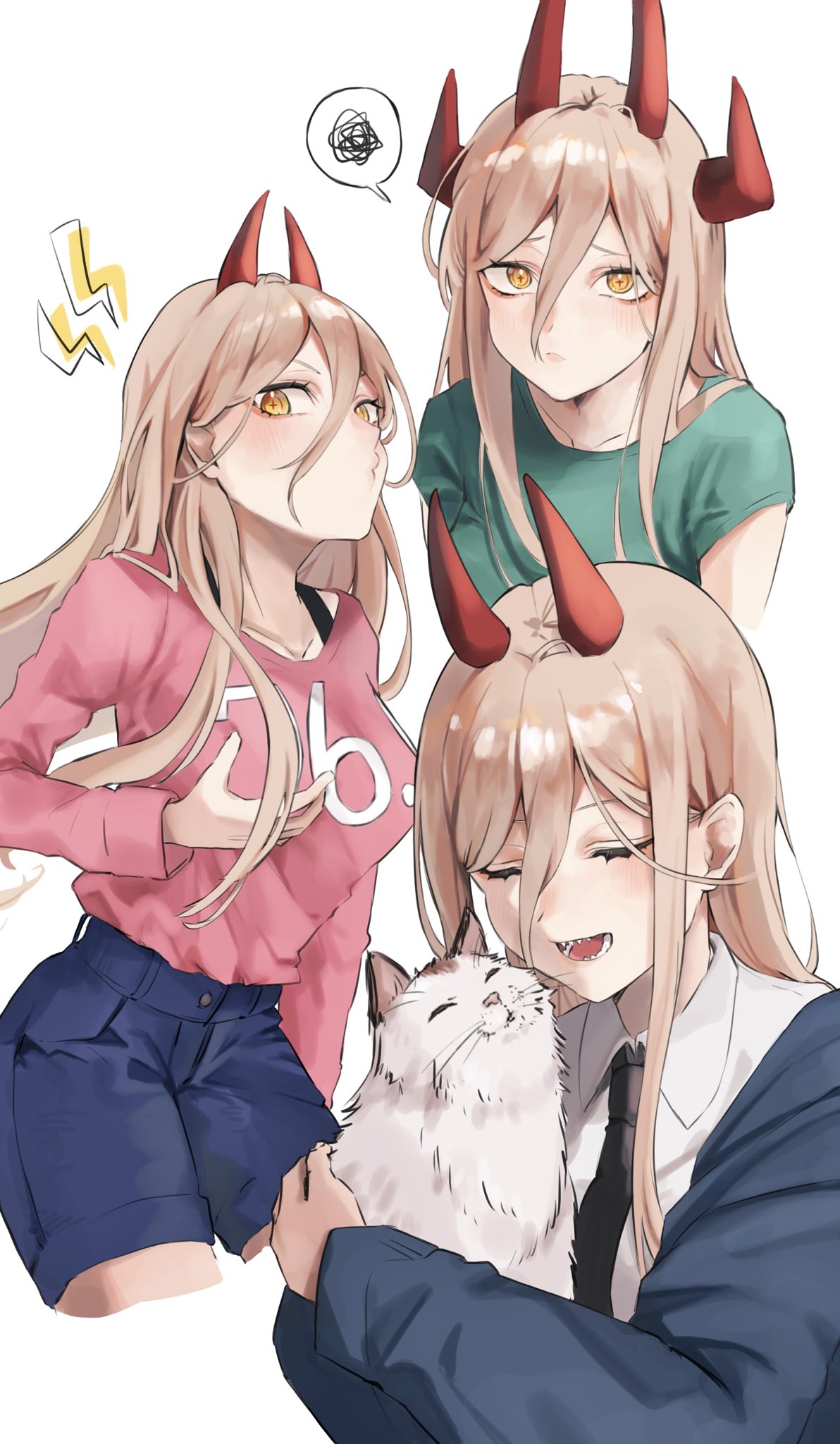 The Big ImageBoard (TBIB) - 1girl black necktie blonde hair blush breasts cat chainsaw man ...