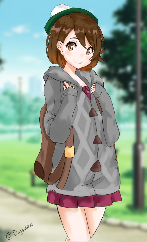The Big Imageboard Tbib 1girl Backpack Bag Beret Brown Eyes Brown