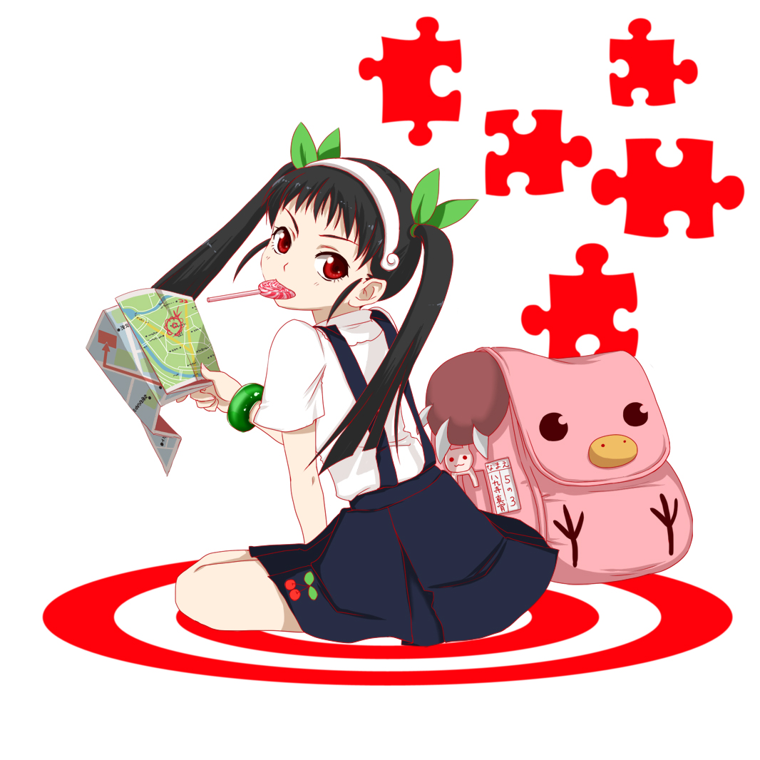 The Big Imageboard Tbib 1girl Backpack Bag Bakemonogatari Black