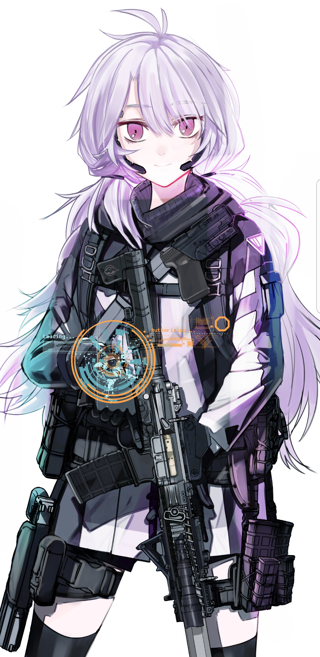 The Big Imageboard Tbib 1girl Ahoge Assault Rifle Black Legwear