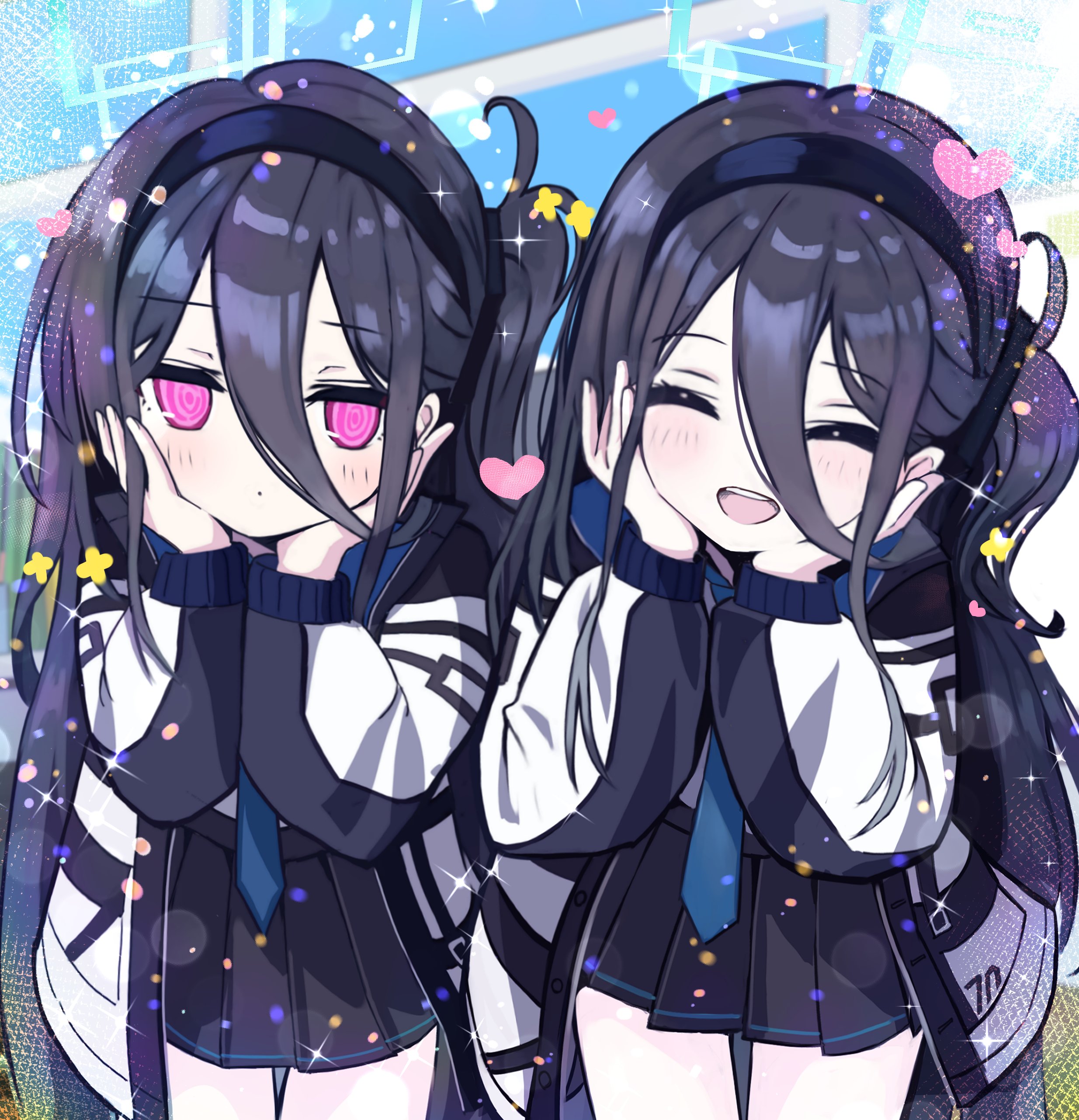 The Big ImageBoard (TBIB) - 2girls (blue archive) absurdres aris (blue archive) black hair black ...