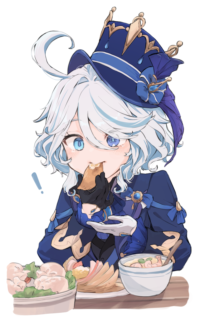 The Big ImageBoard (TBIB) - ! 1girl ahoge black gloves blue eyes blue headwear blue jacket bowl ...