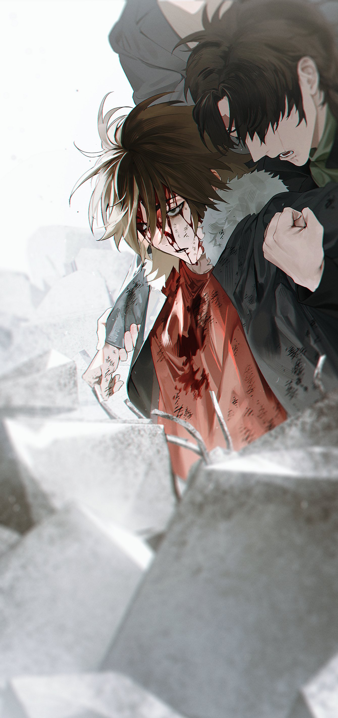 The Big ImageBoard (TBIB) - 2boys absurdres black hair black jacket ...