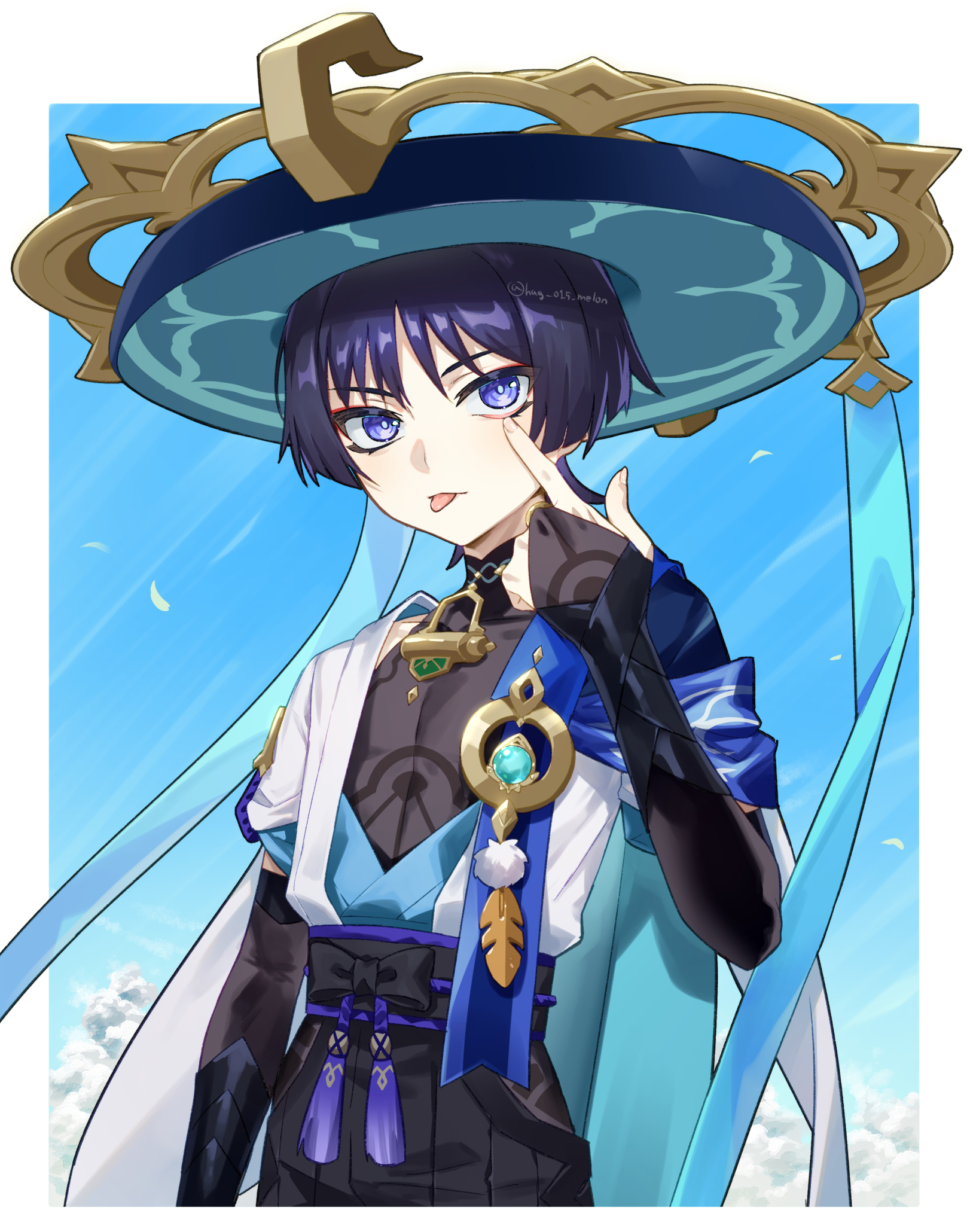 The Big ImageBoard (TBIB) - 1boy akanbe armor blue sky cloud eyelid ...