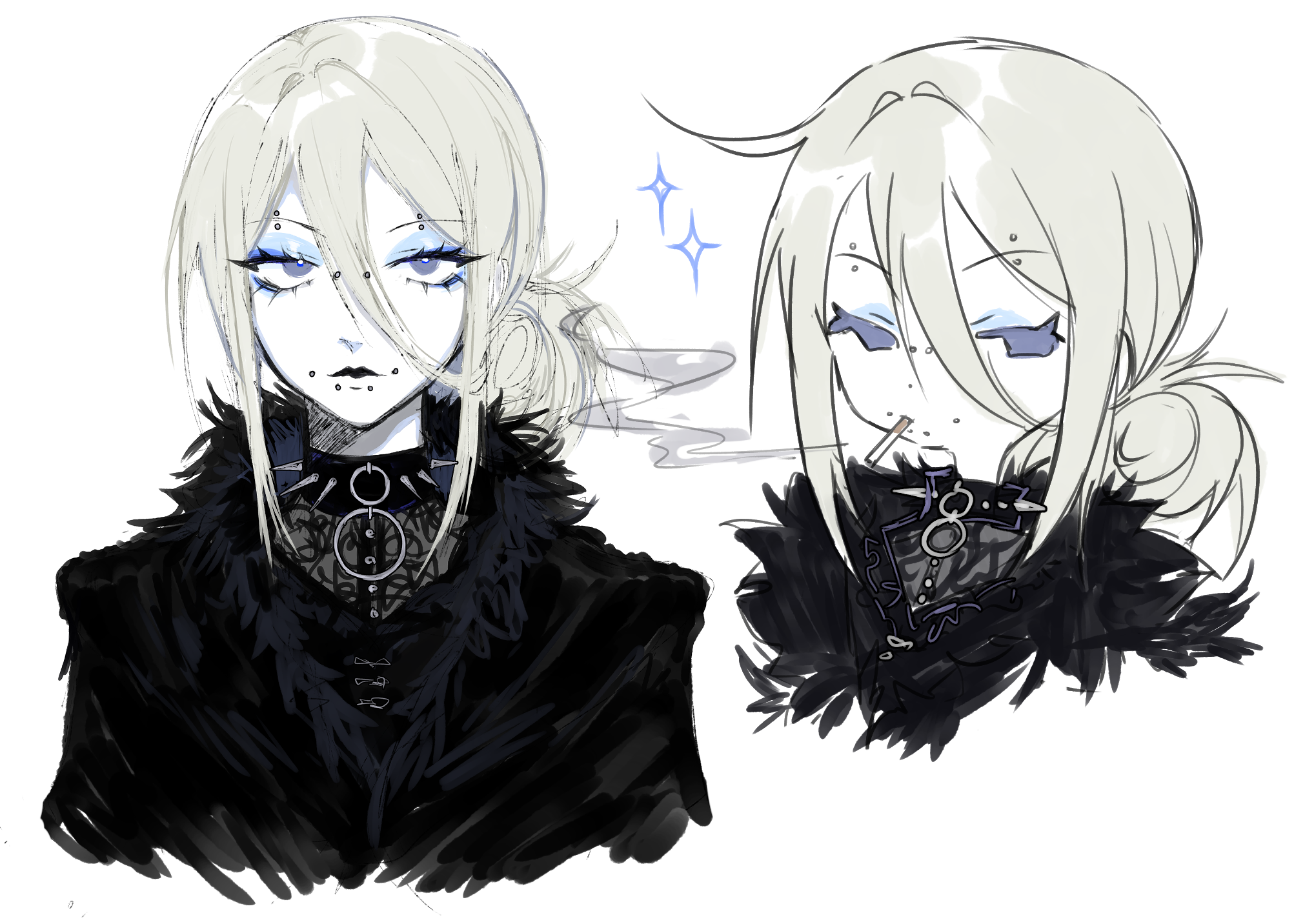 The Big ImageBoard (TBIB) - 1girl black coat blonde hair cigarette closed mouth coat collar ...