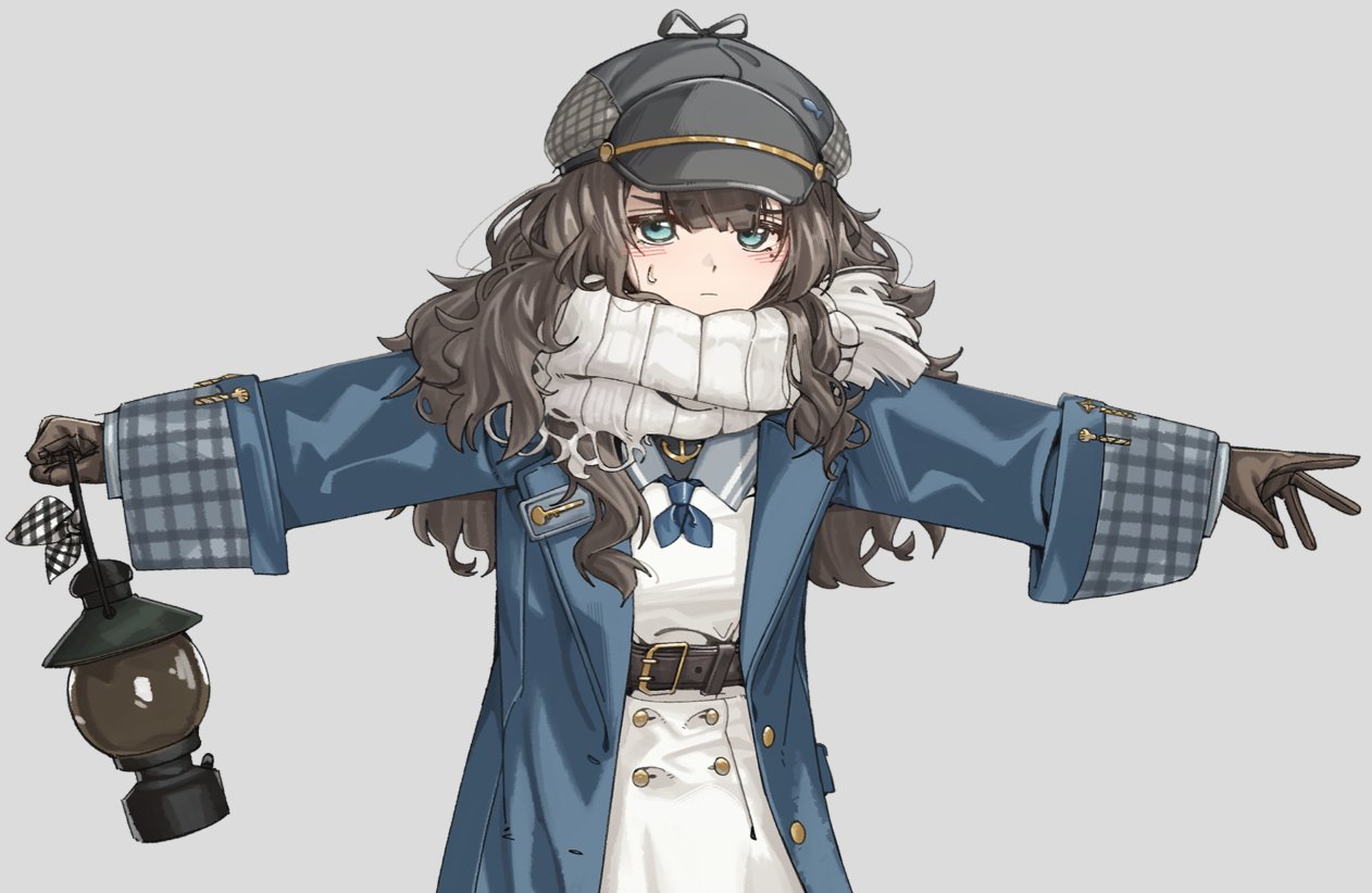 The Big ImageBoard (TBIB) - 1girl :| belt blue coat blue neckerchief blush brown belt brown ...