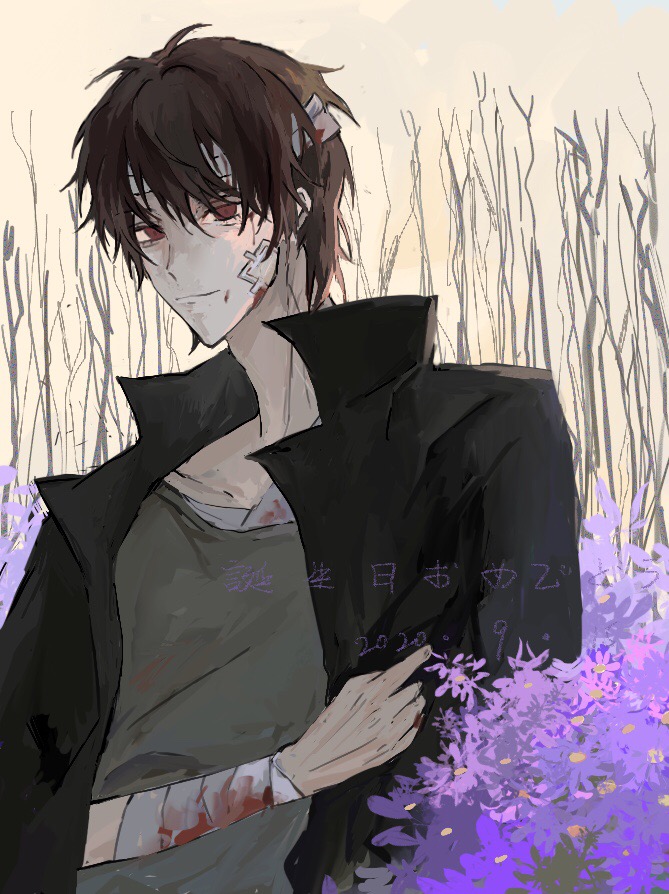 The Big ImageBoard (TBIB) - 1boy bandaged head bandaged wrist bandages black jacket blood blood ...