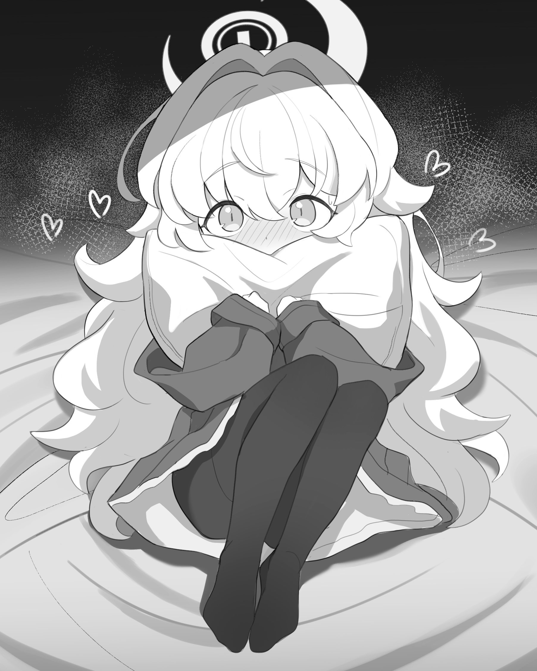 The Big Imageboard Tbib 1girl Blue Archive Blush Greyscale Hair