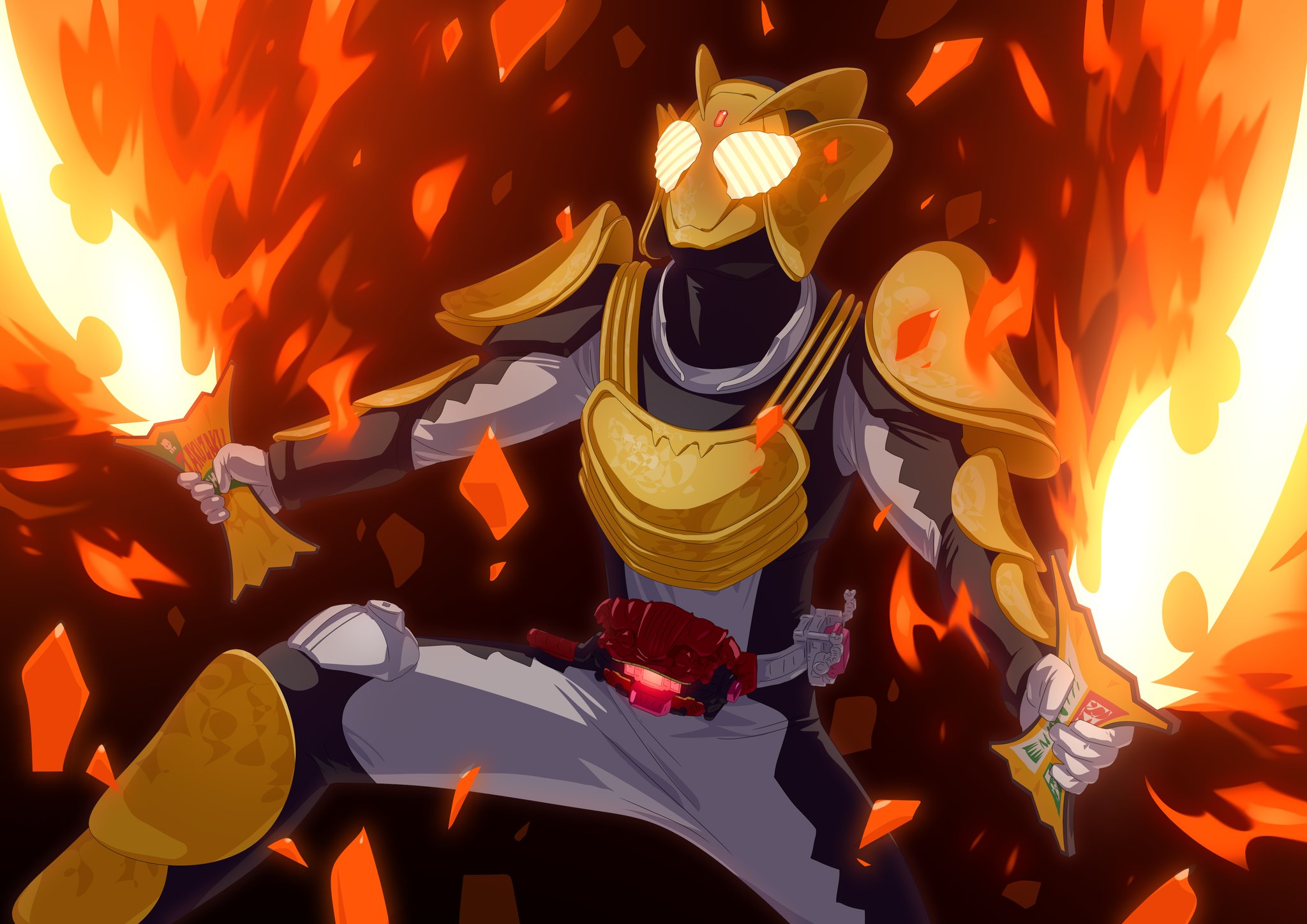 The Big ImageBoard (TBIB) - 1boy armor bodysuit chips (food) commentary ...