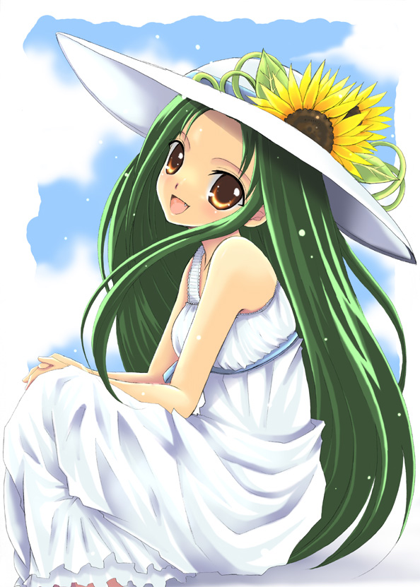 The Big ImageBoard (TBIB) - 1girl dress fang flower hat long hair ...