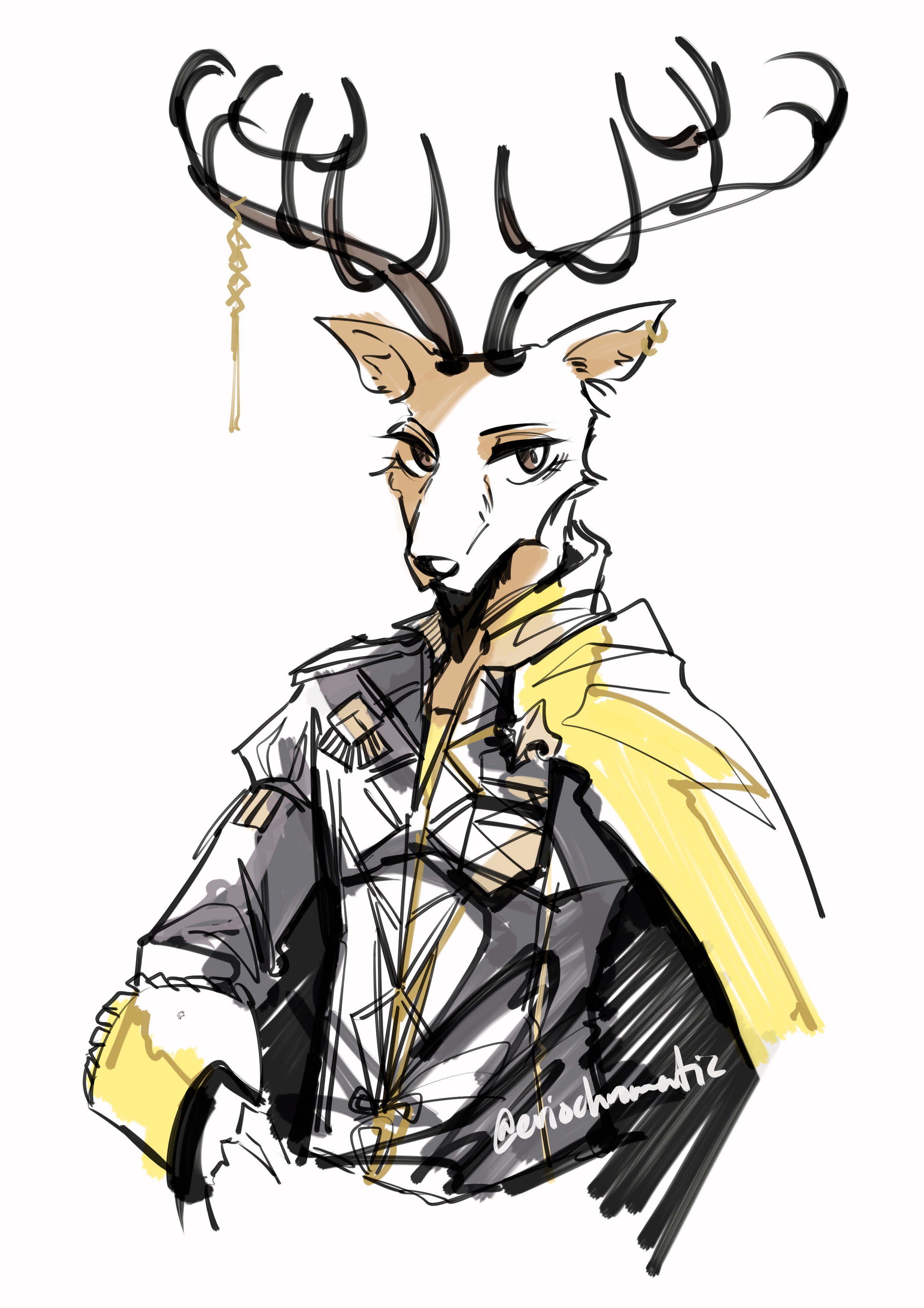 The Big ImageBoard (TBIB) - 1boy absurdres animal ears antler ornament antlers beastars brown ...