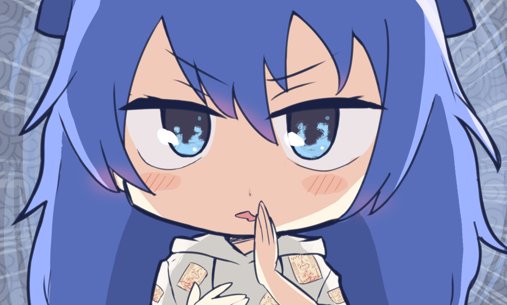 The Big Imageboard Tbib 1girl Blue Eyes Blue Hair Blush Commentary