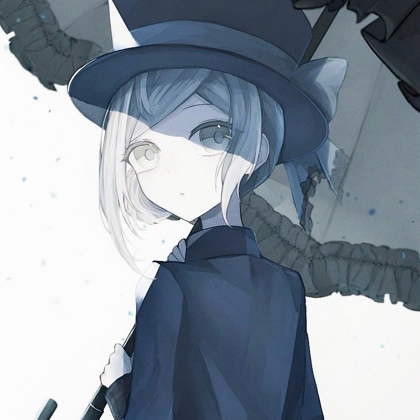 The Big ImageBoard (TBIB) - 1girl :o black coat black hat black umbrella blue bow boater hat bow ...