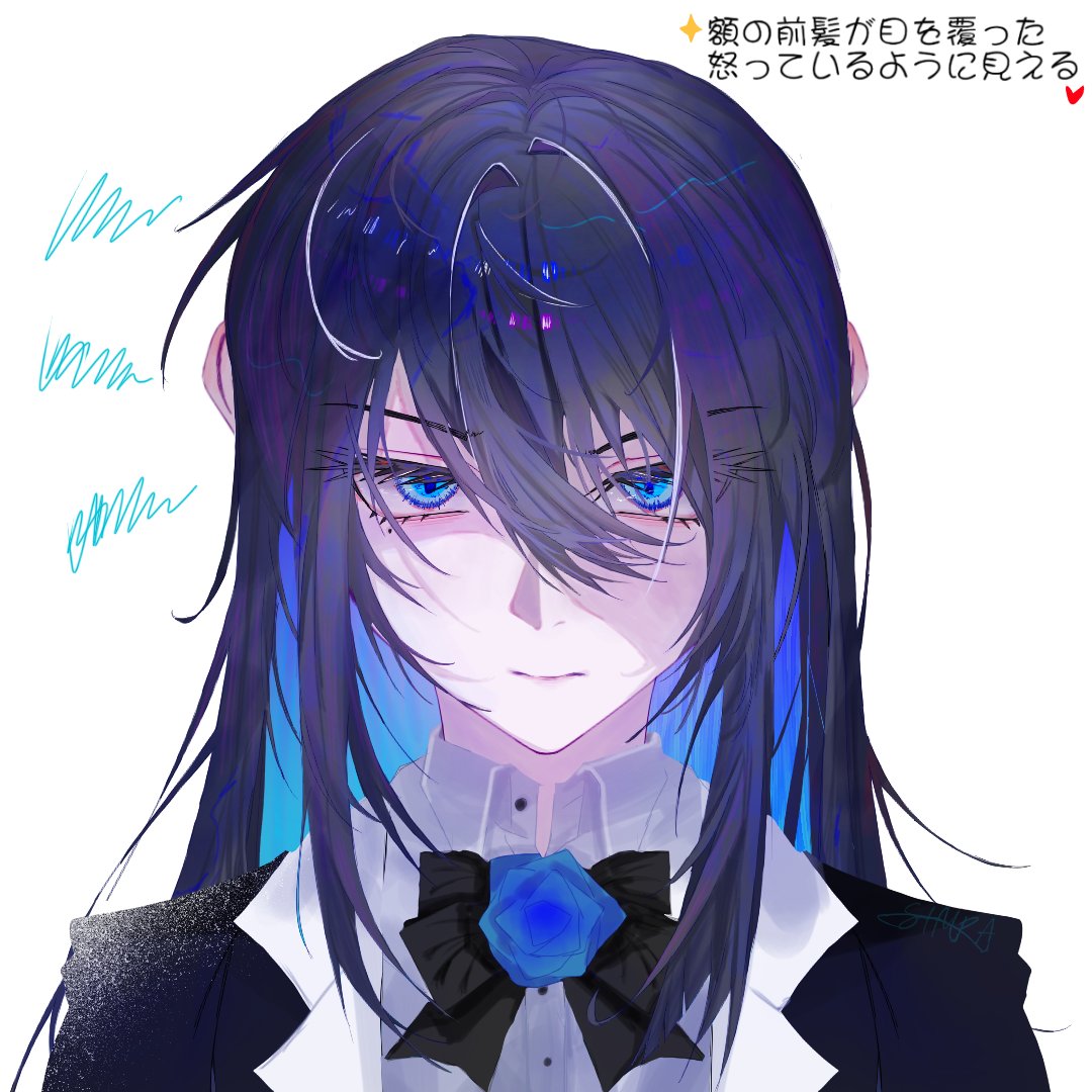 The Big ImageBoard (TBIB) - 1girl ado (utaite) black bow black bowtie blue eyes blue flower blue ...
